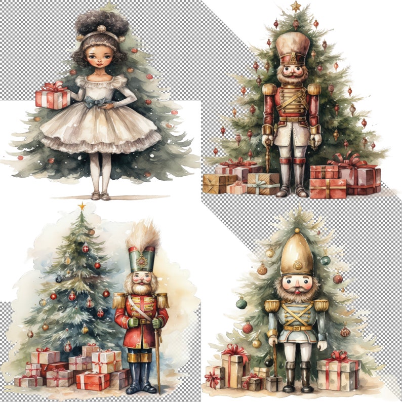 Christmas Nutcracker Clipart Christmas Tree Clipart Festive - Etsy