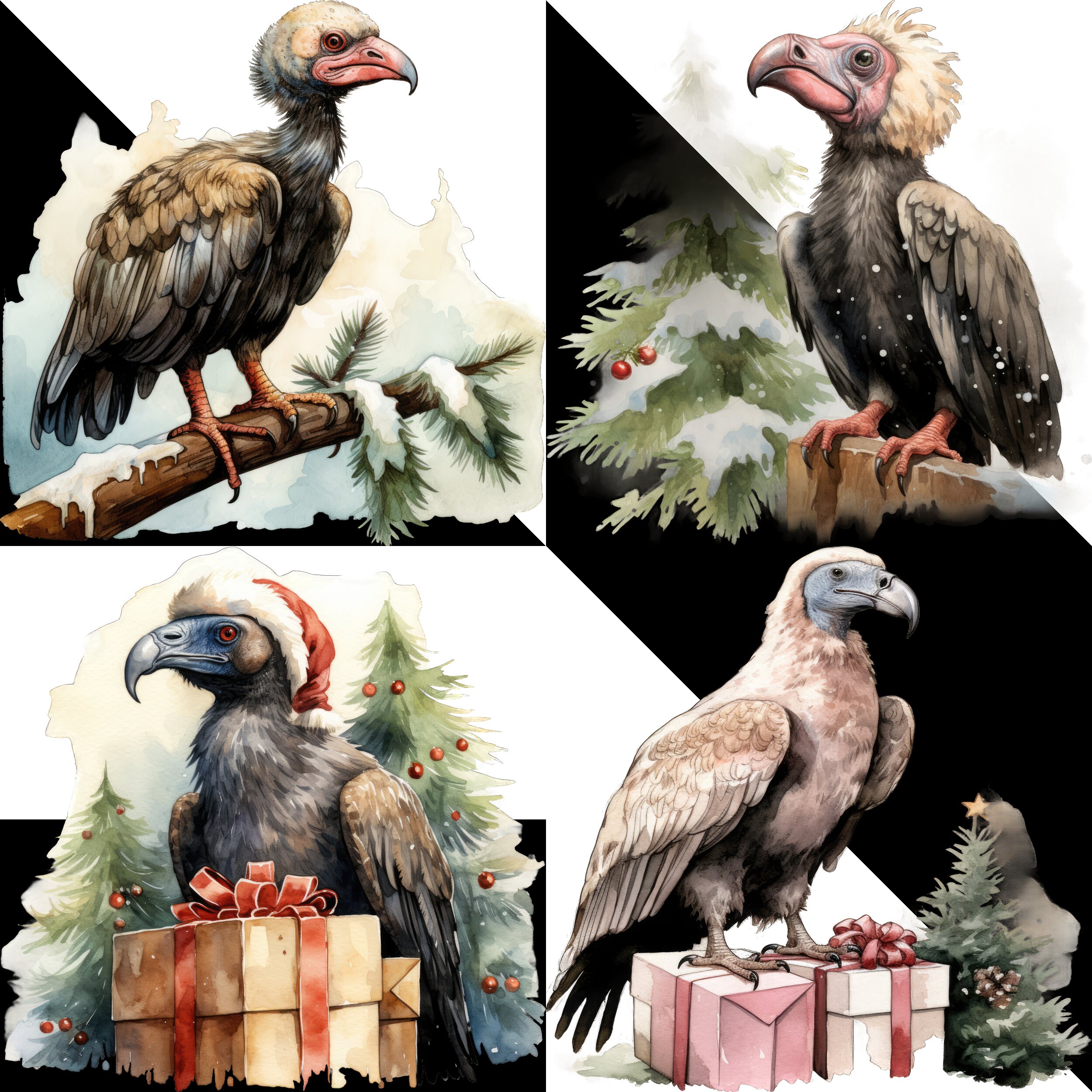 Christmas Festive Vulture PNG Clipart, Cute Vulture Christmas Graphic ...