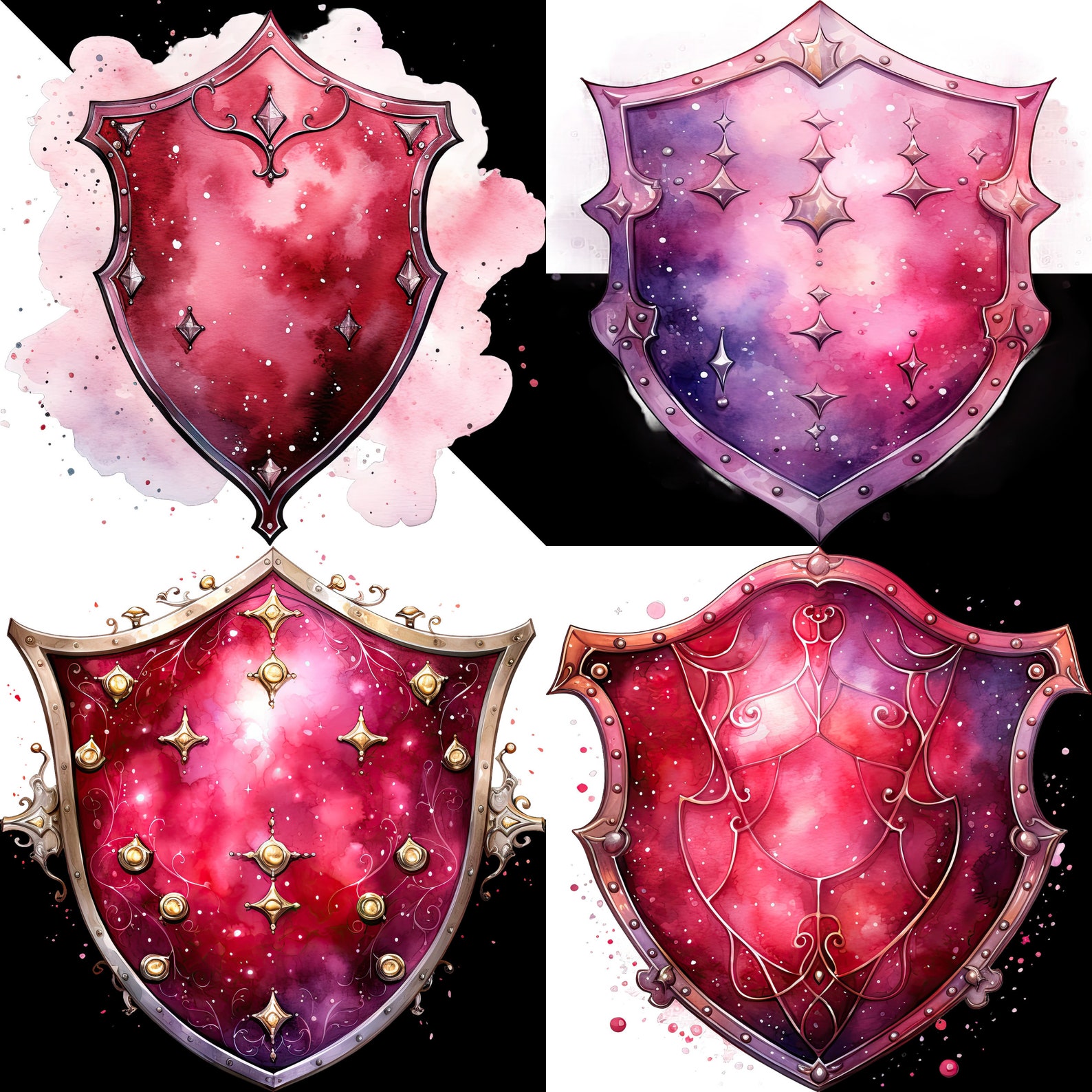 Fantasy Knight's Shield Clipart, Digital Knight's Shield Art, Fantasy ...
