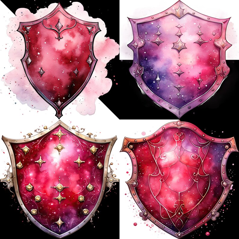 Fantasy Knight's Shield Clipart, Digital Knight's Shield Art, Fantasy ...