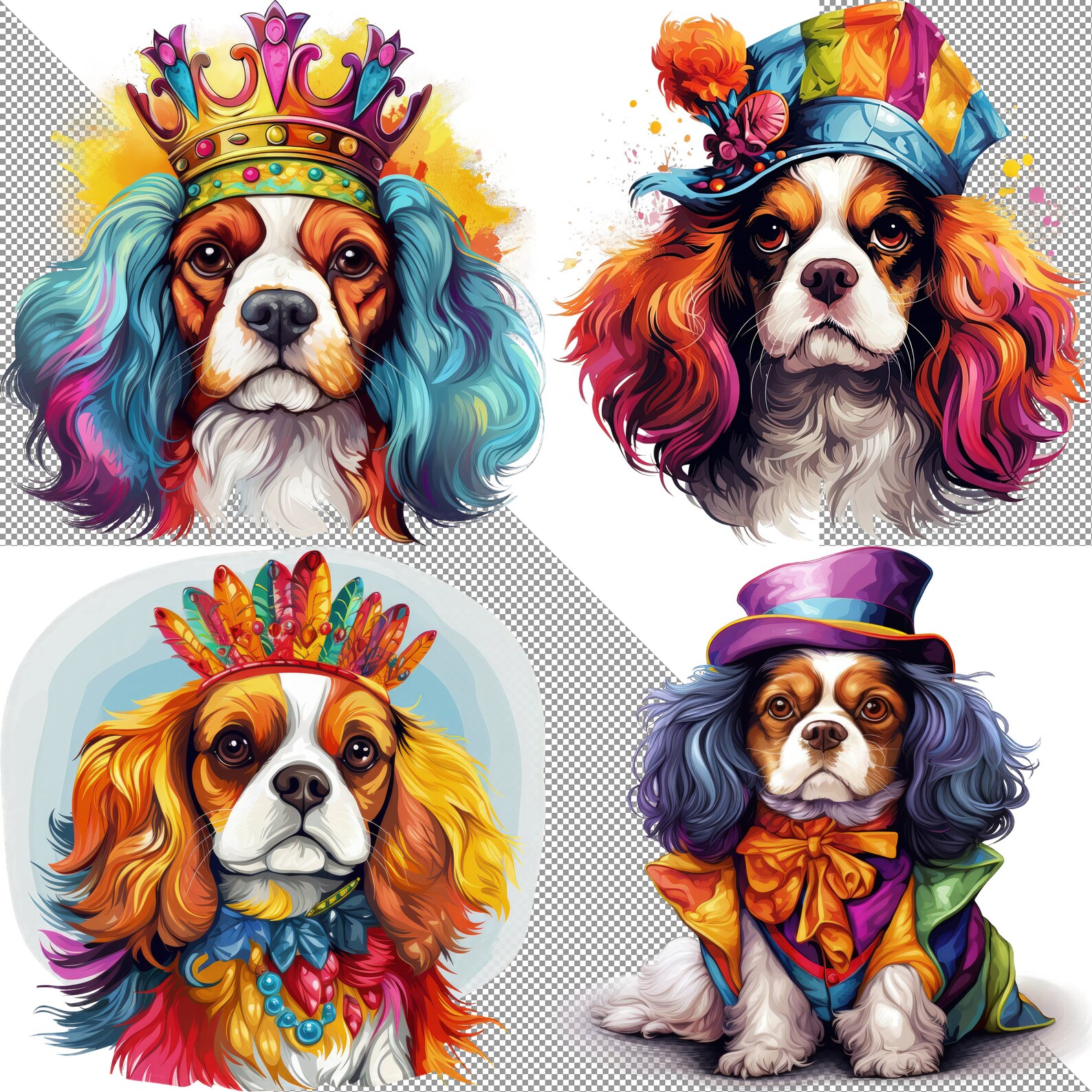 Carnival Spaniel Clipart, Cute Spaniel Dog Graphics for Carnival Themes ...