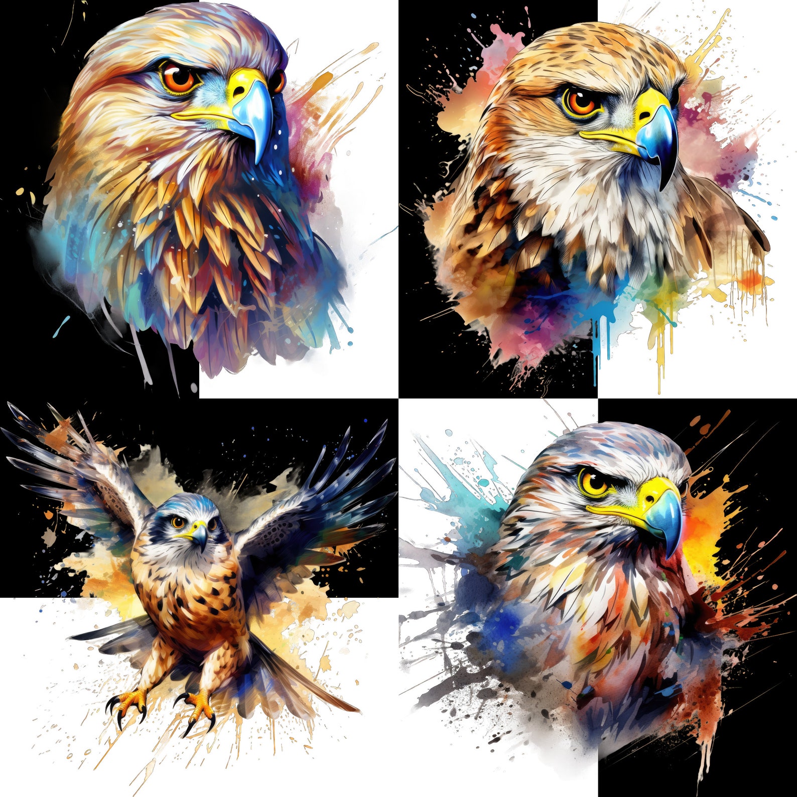 Falcon Lightning Clipart, Falcon Lightning Bolt Art, Majestic Bird of ...