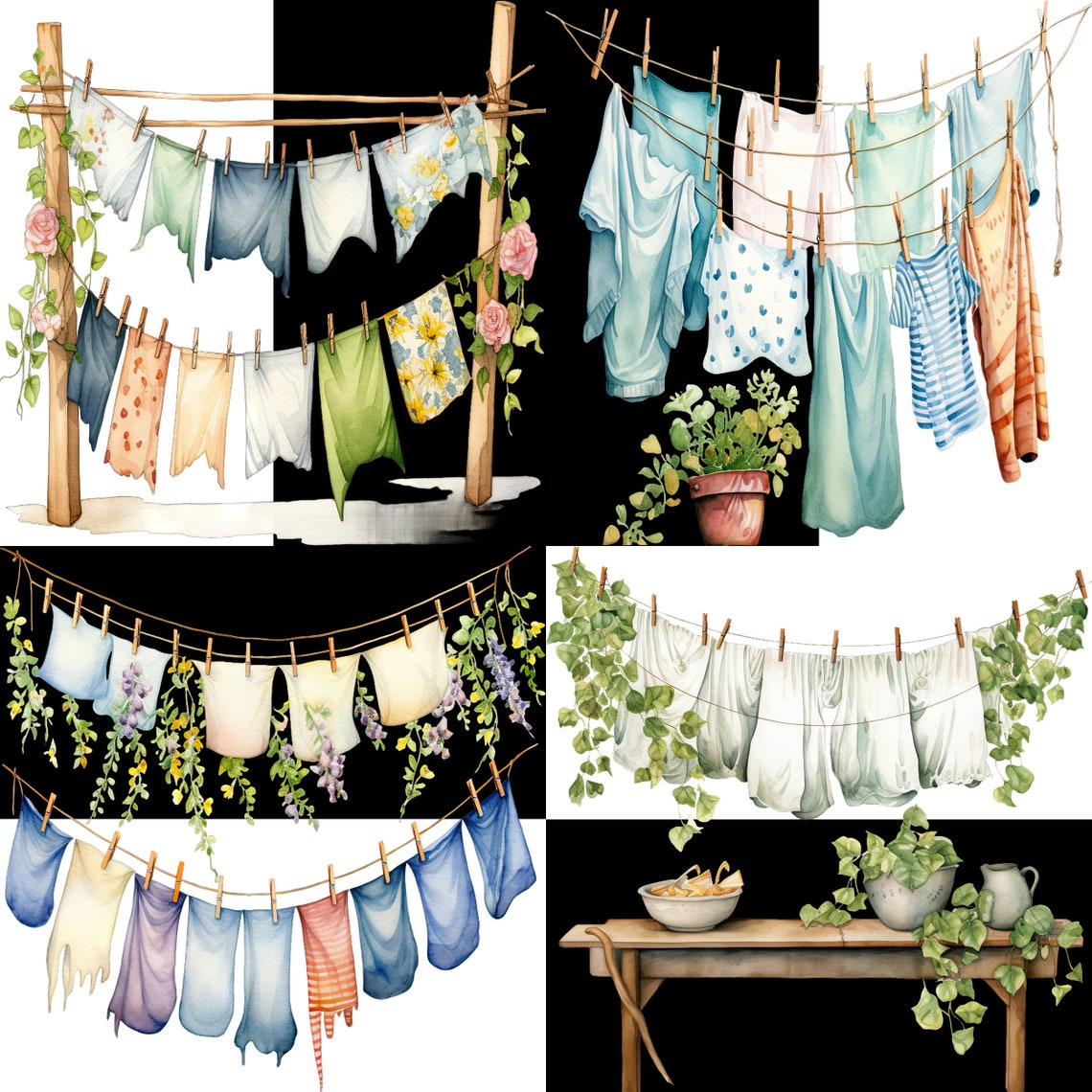 Vantage Clothes Lines Homemaking PNG Clipart, Vintage Laundry Tools ...