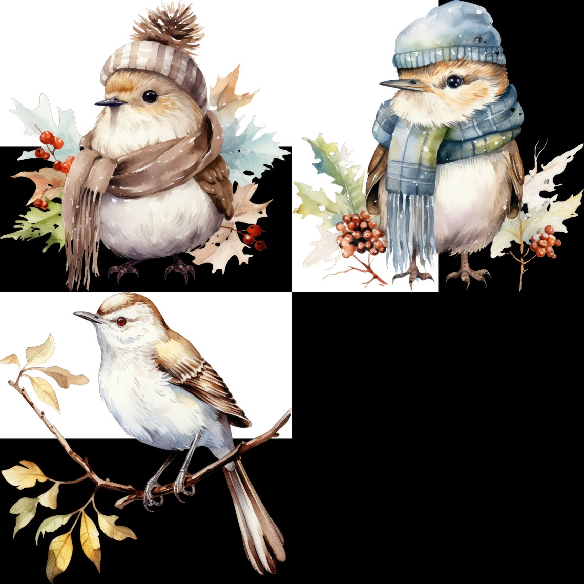 Blue Wren With Santa Cap and Scarf Watercolor PNG - Etsy