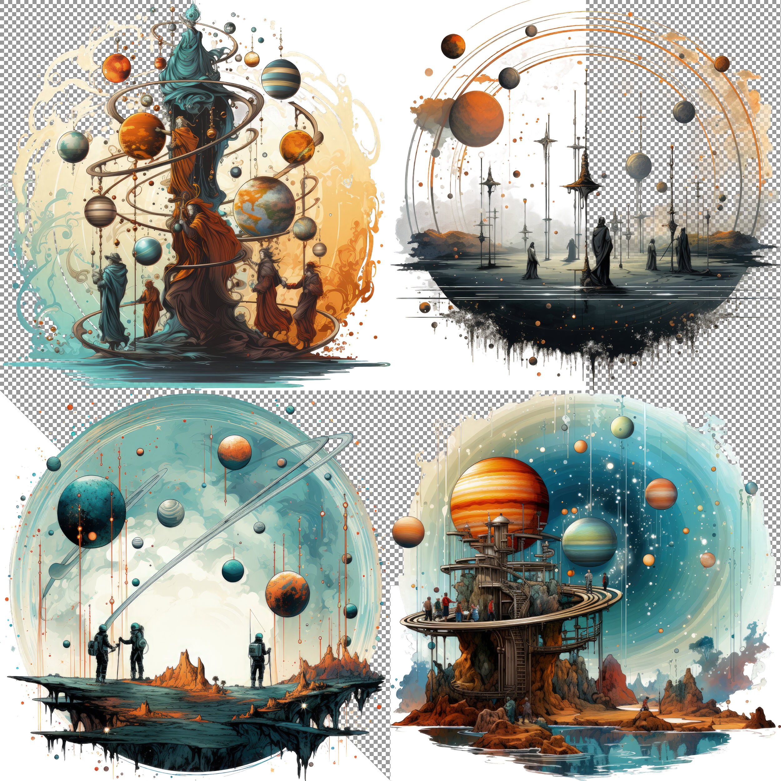 Celestial Circus Clipart, Digital Celestial Circus Art, Astronomical ...