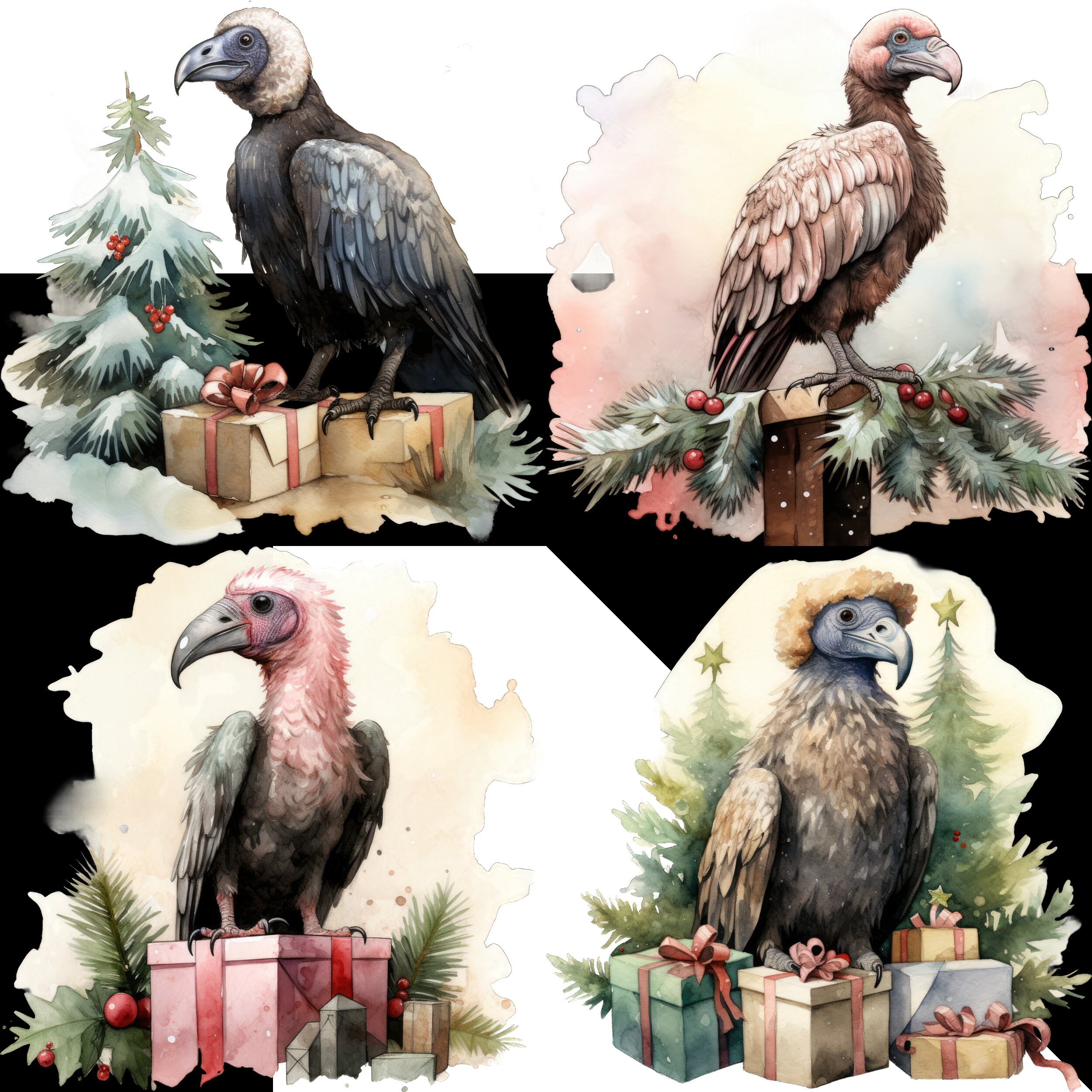 Christmas Festive Vulture PNG Clipart, Cute Vulture Christmas Graphic ...