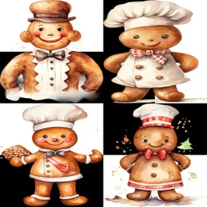 Watercolor Gingerbread Man With Cook Hat PNG Clipart, Watercolor ...