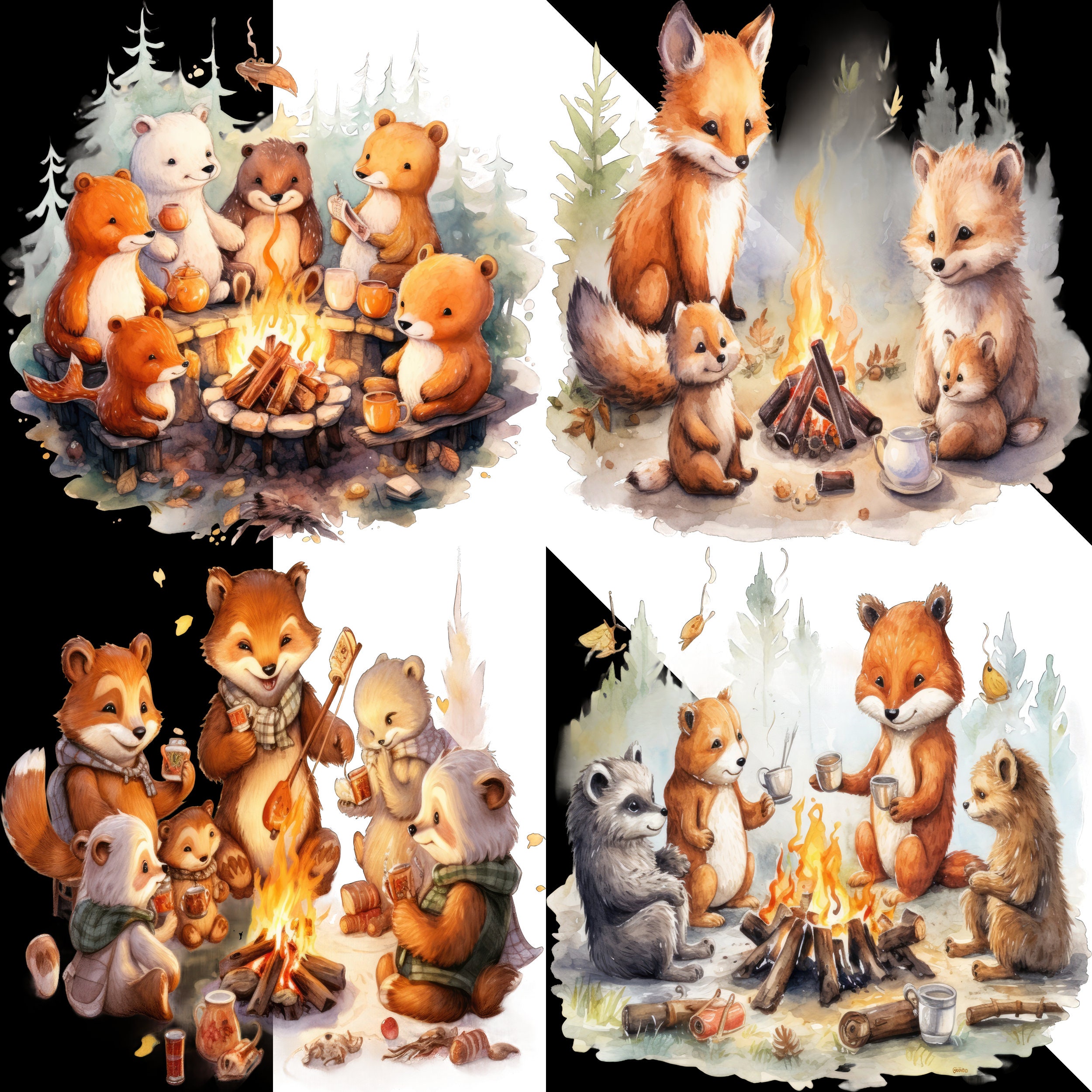 Talking Animals Campfire Clipart,talking Animals Around Campfire, Cute ...