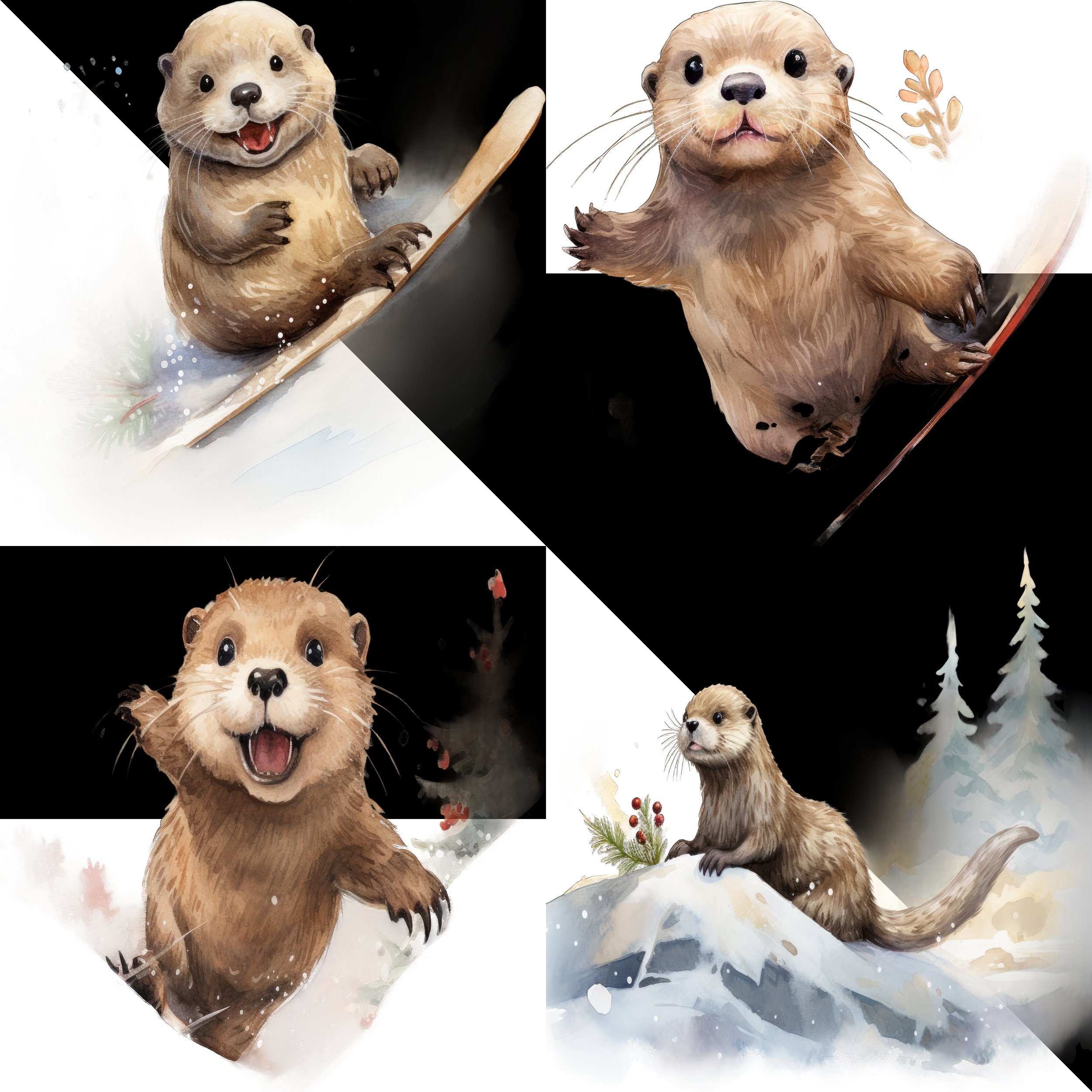 Christmas Festive Otter PNG Clipart,joyful Otter Illustration,christmas ...