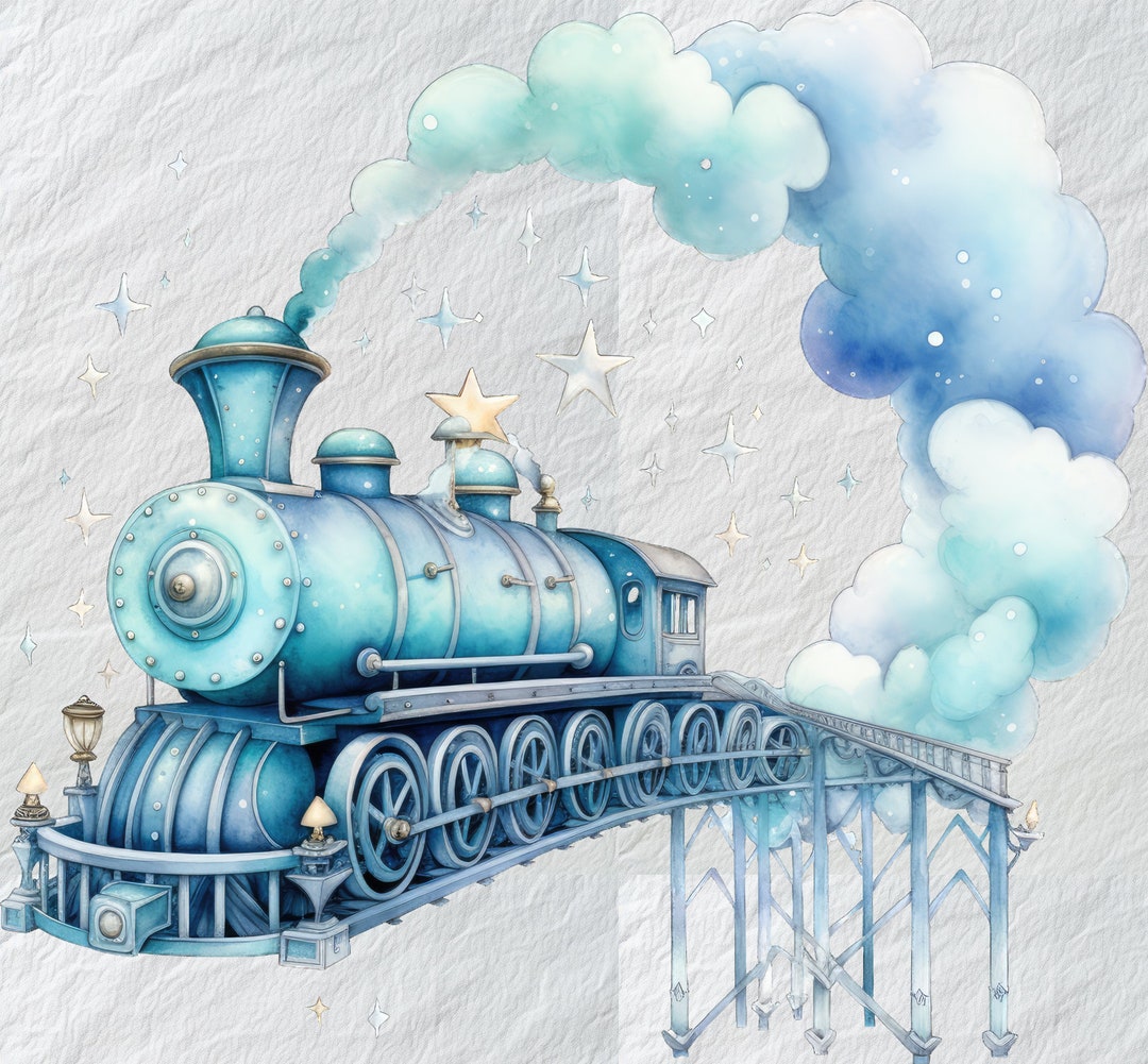 Whimsical Train Bridge Clipart, Whimsical Train Bridge Scene, Cute ...