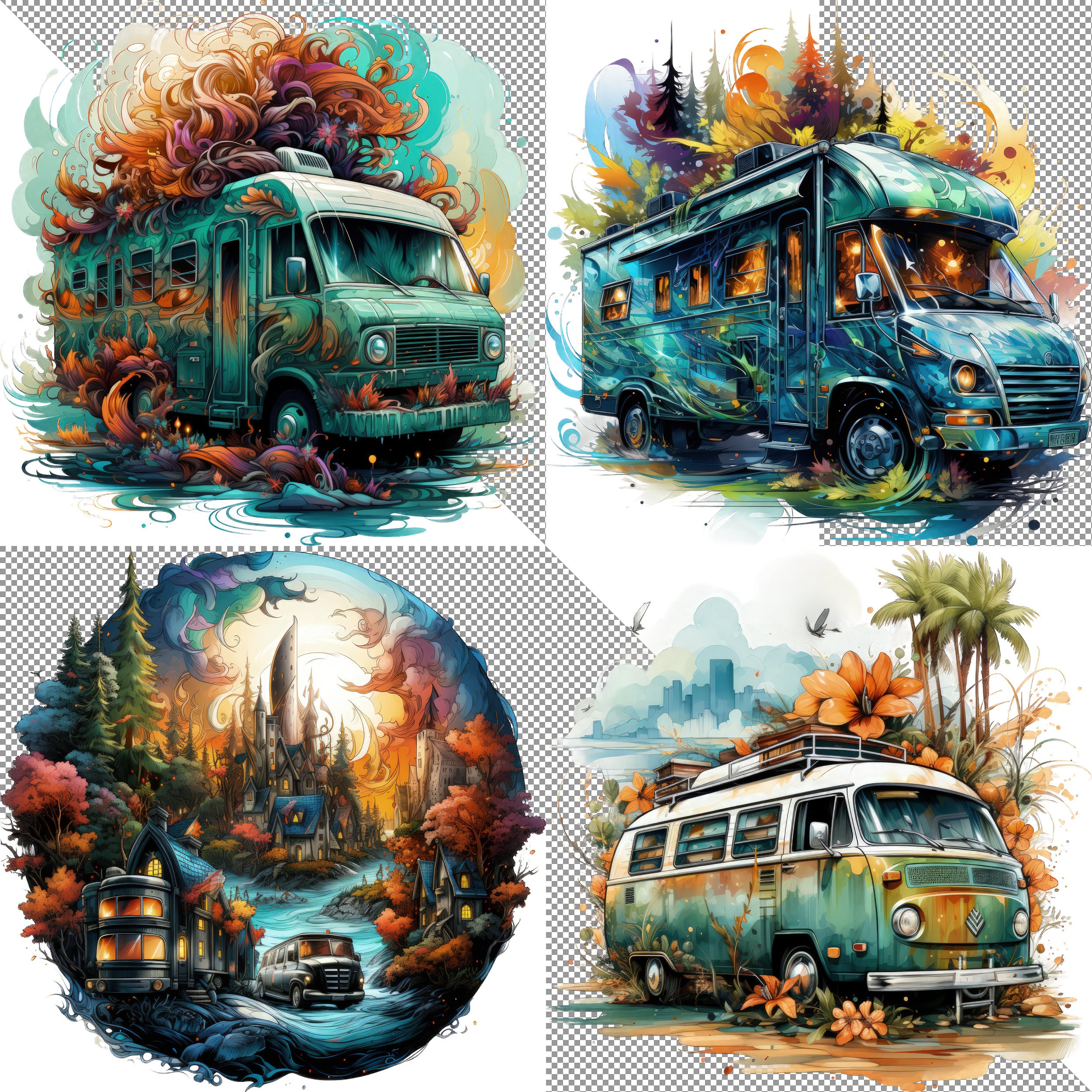 Fantastic Beasts Caravan Clipart, Digital Celebrating Future Tech Art ...