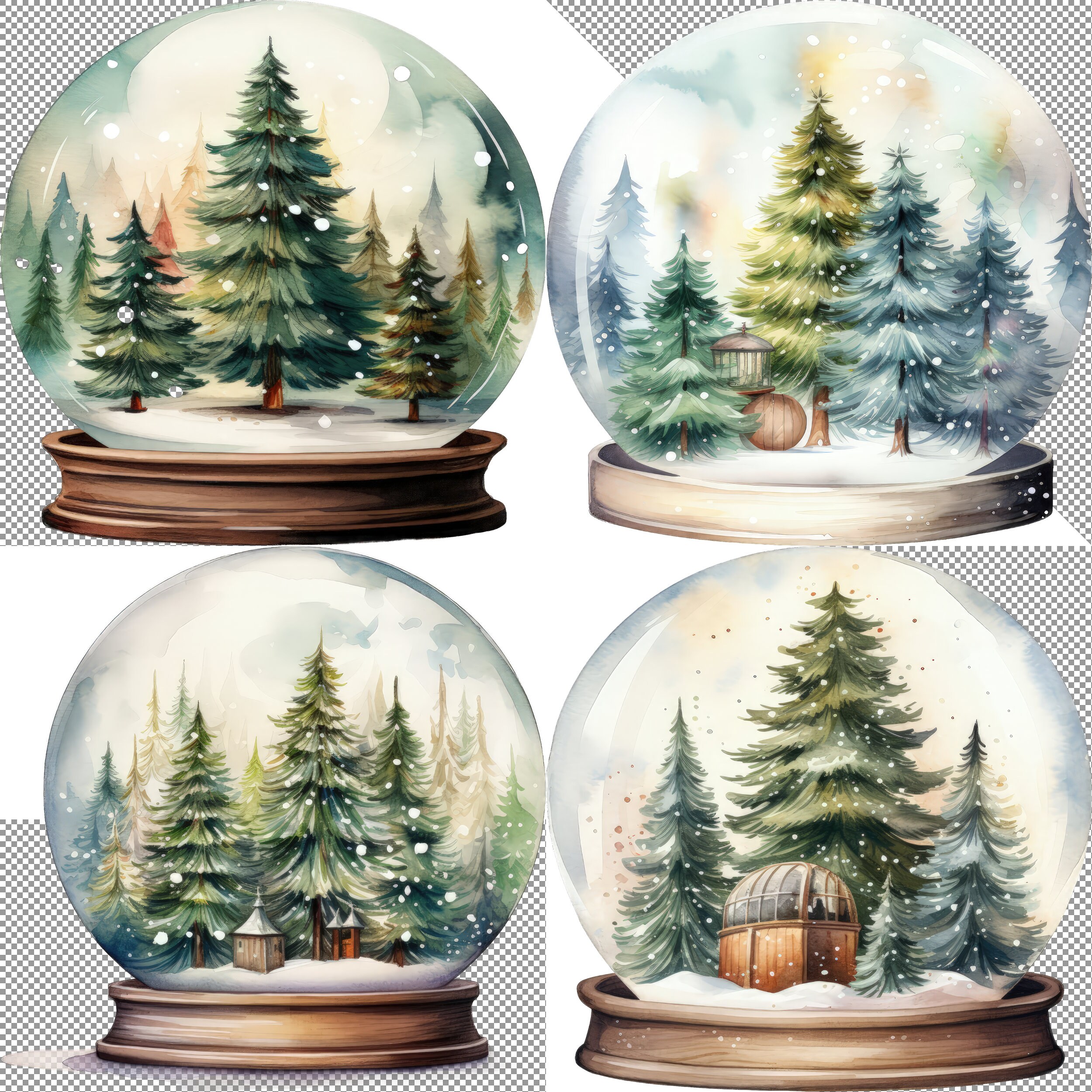 Christmas Tree Snow Globe Clipart Designs for Church Designs - Etsy