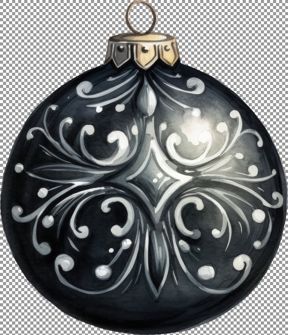 Christmas Ornaments Clipart, Detailed Watercolor Christmas Ornaments in ...