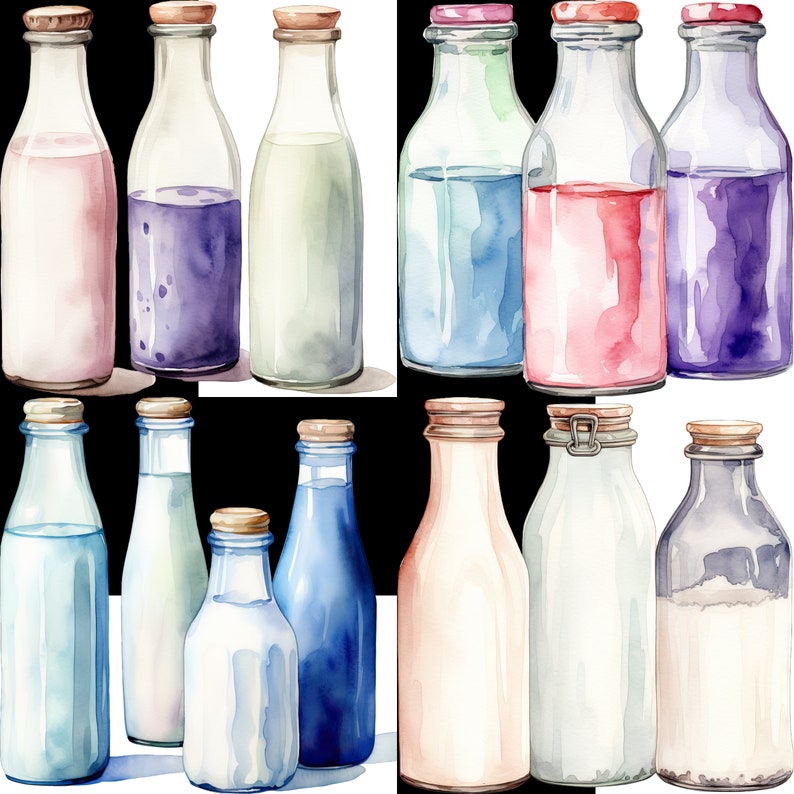 Vantage Milk Bottles PNG Clipart,vintage Dairy Bottles Art, Vantage ...