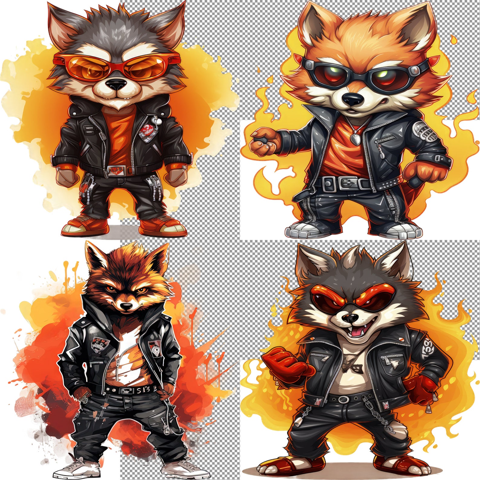 Rockstar Wolf Clipart,cool Wolf Rockstar Illustration,musical Animal ...