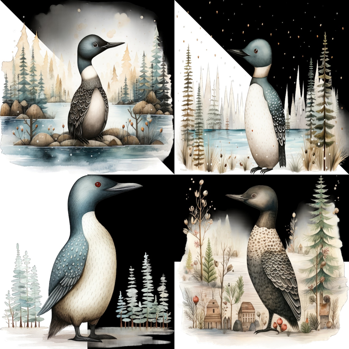 Christmas Heartwarming Loon PNG Clipart, Creative Christmas Loon ...