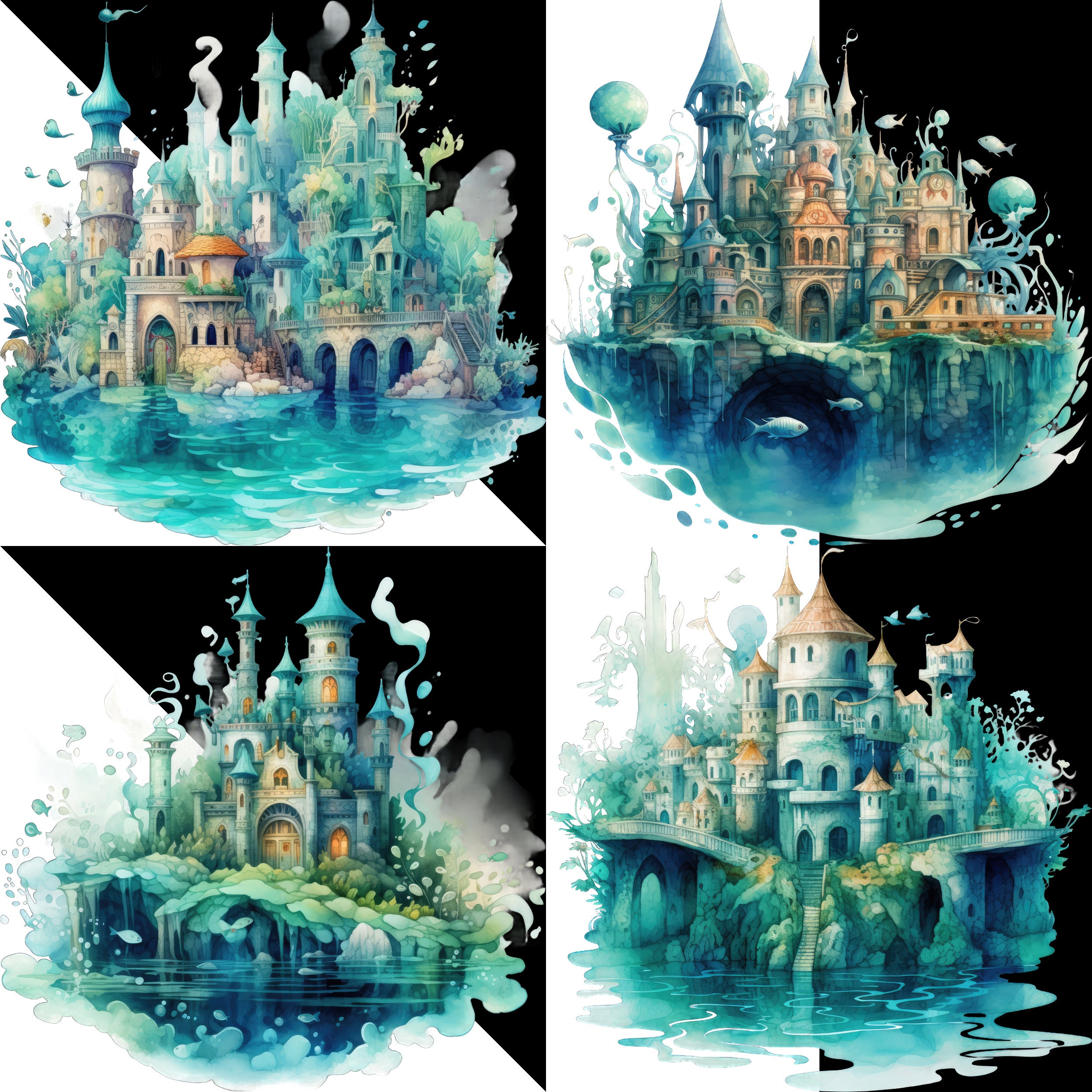 Underwater City Clipart,: Submerged Cityscape, Underwater City Clipart ...