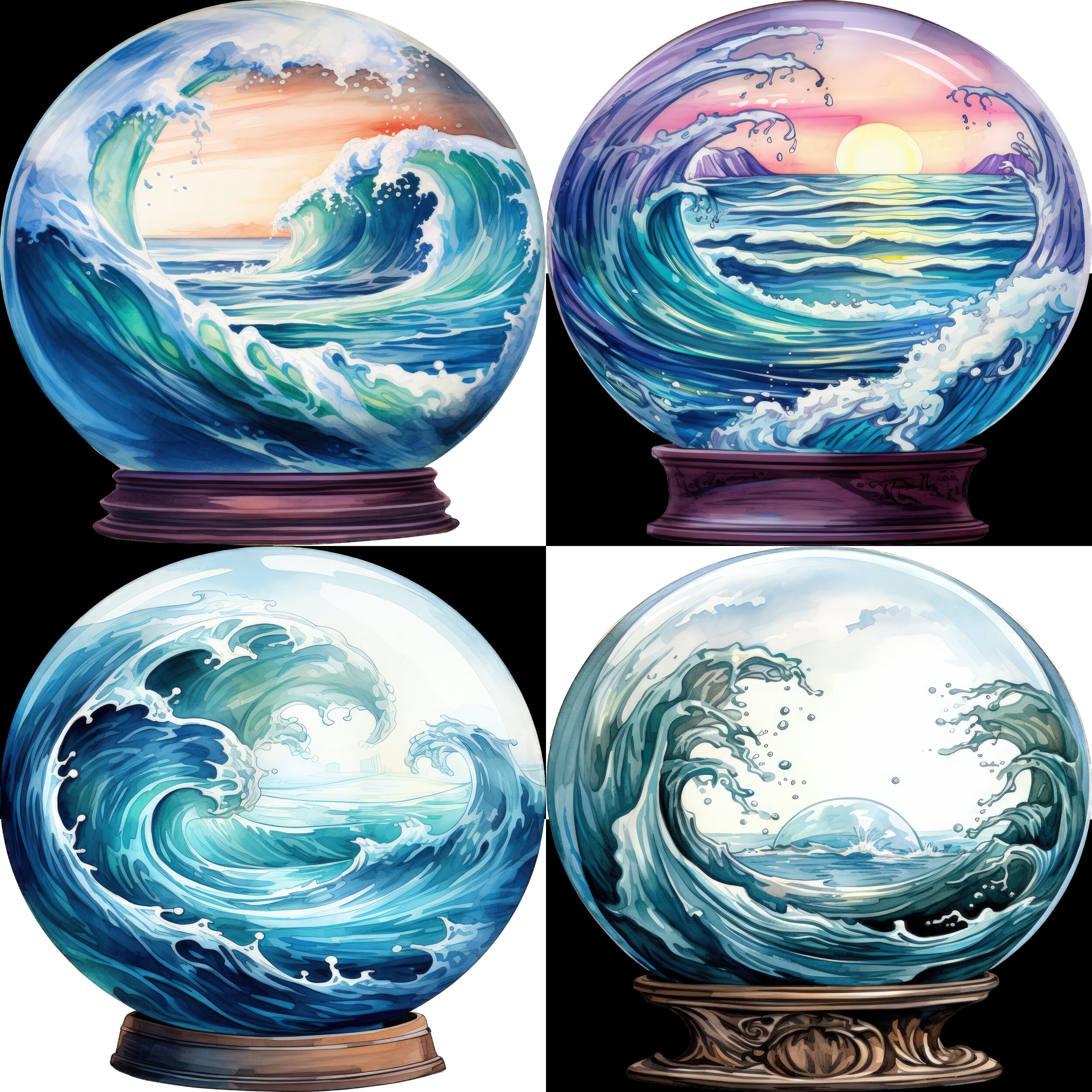 Beautiful Magical Ocean in Crystal Ball Clipart,magical Ocean Fantasy ...