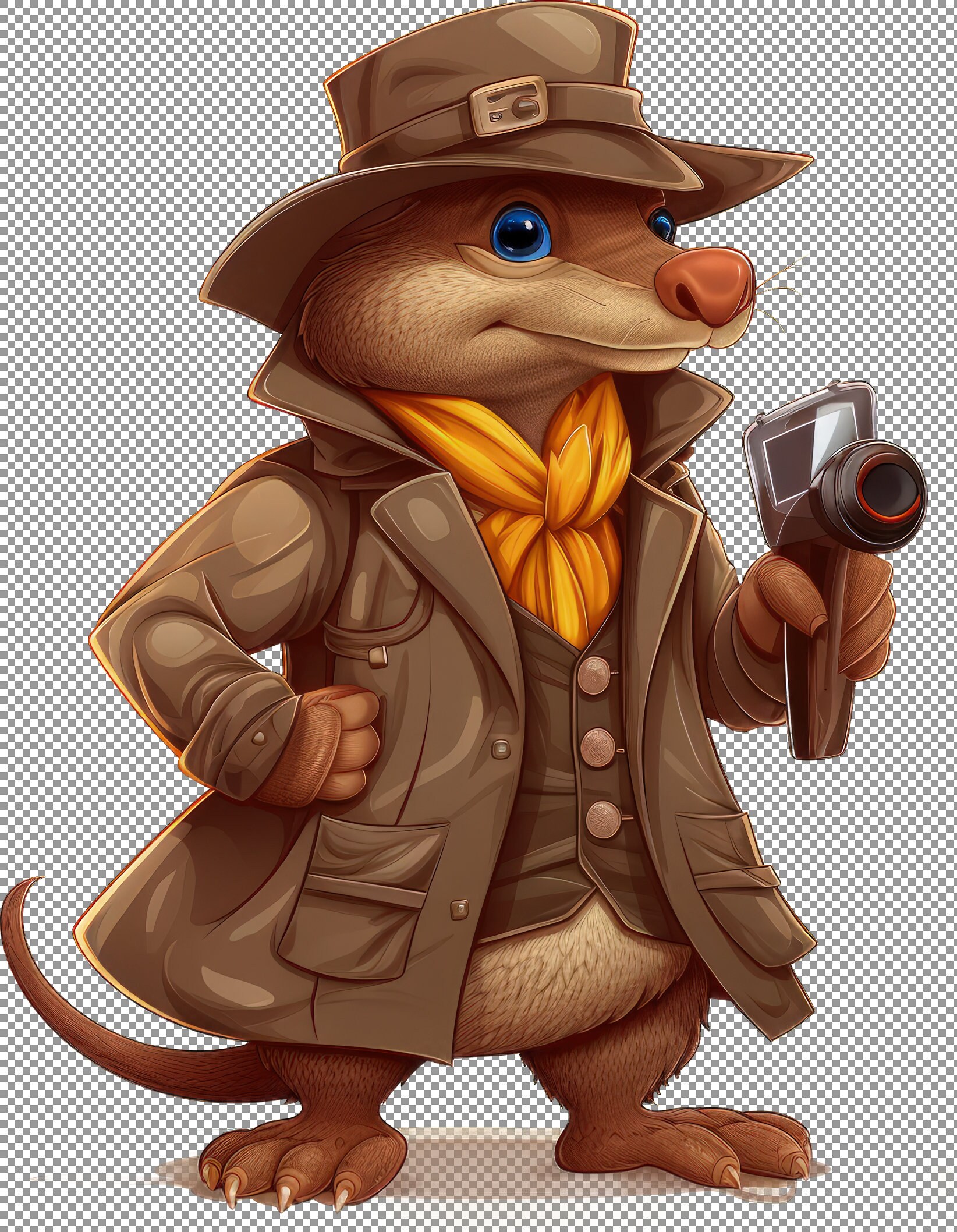 Platypus in Detective Trench Coat Clipart, Detective Animals Clipart ...