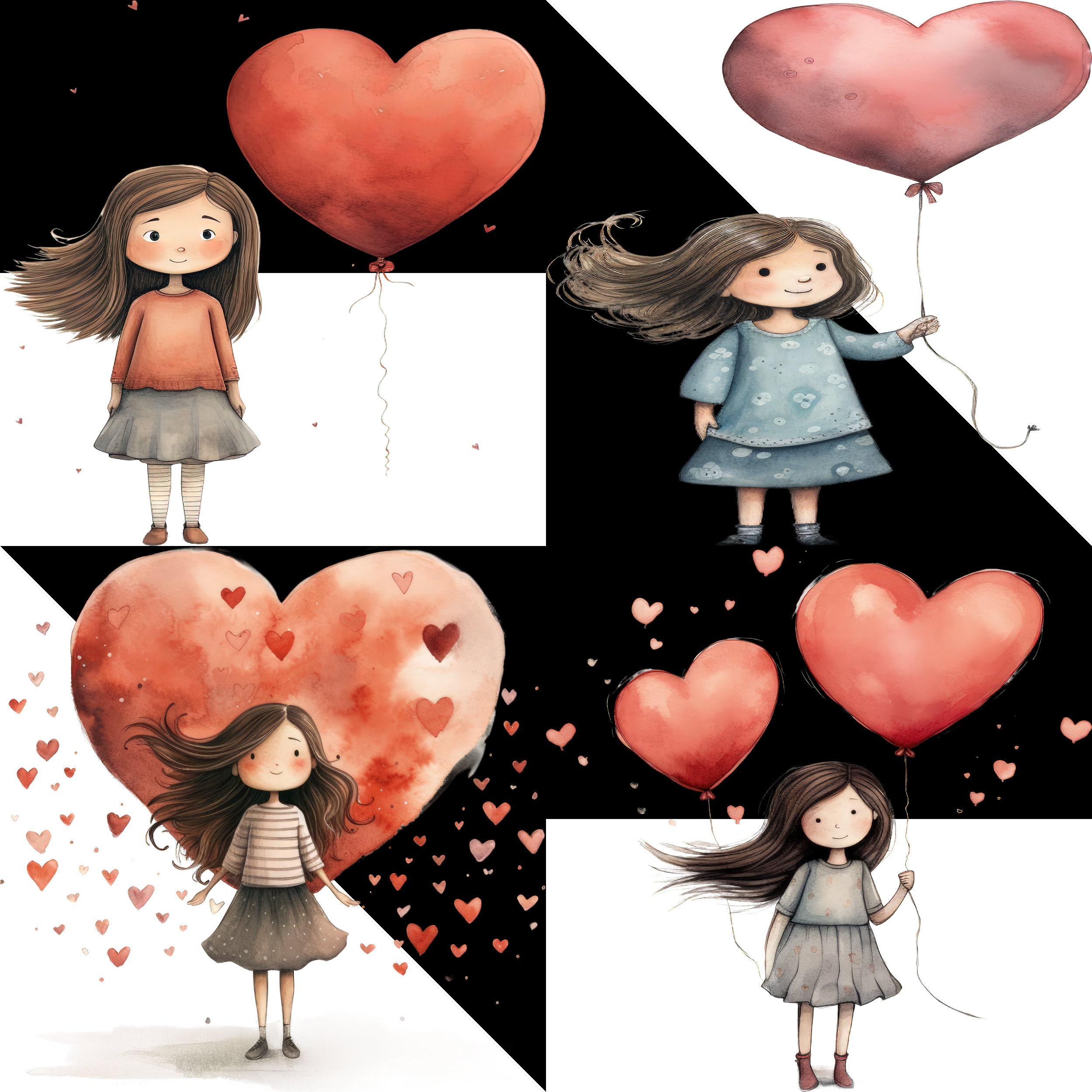 Devoted Daughter PNG, Loving Family Illustration, Digital Download ...