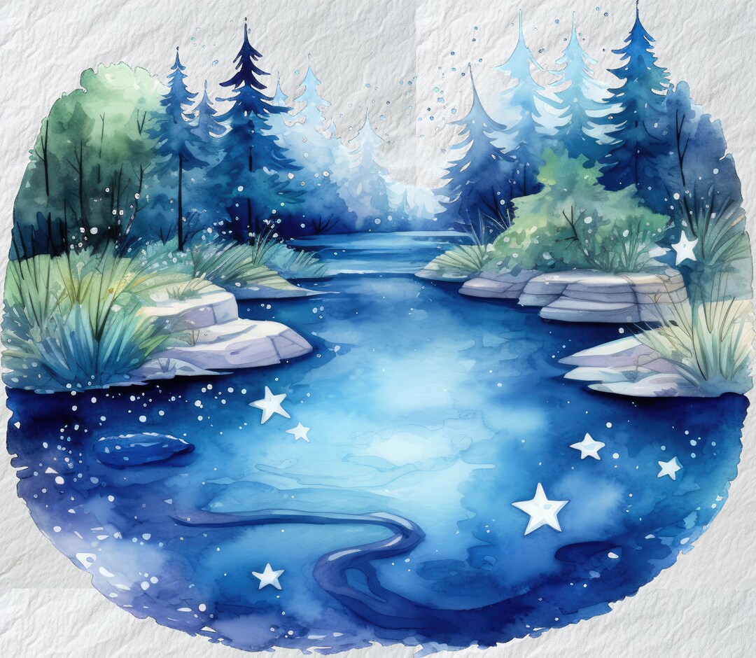 Sapphire Pond Clipart,sparkling Sapphire Pond, Crystal Clear Water ...