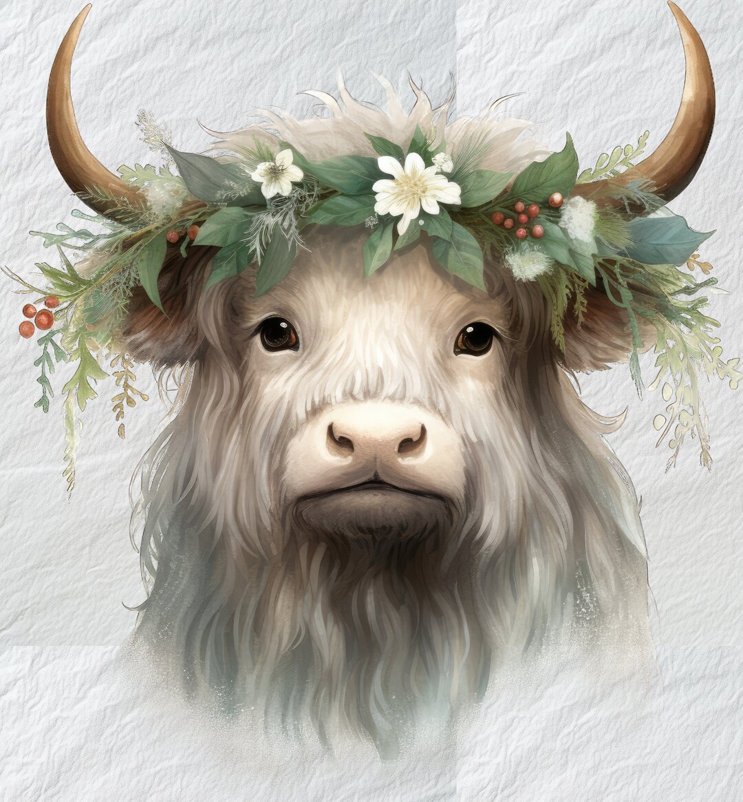 Christmas Festive Yak PNG Clipart, Cute Yak Christmas Art,festive ...