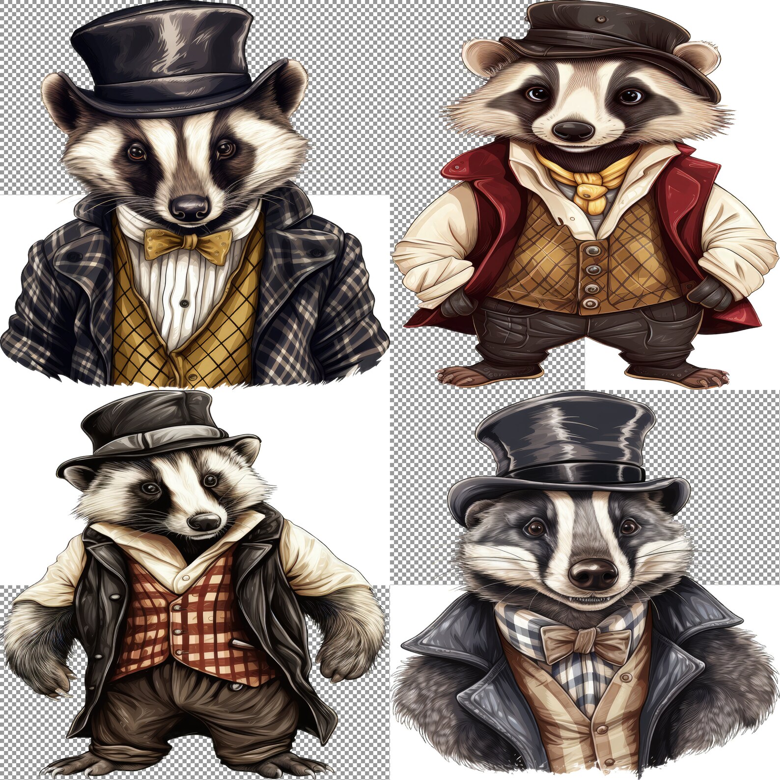 British Vintage Badger Clipart, British Vintage Badger Clipart,classic ...