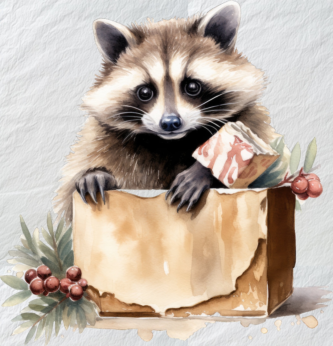 Christmas Festive Raccoon PNG Clipart, Festive Christmas Raccoon ...