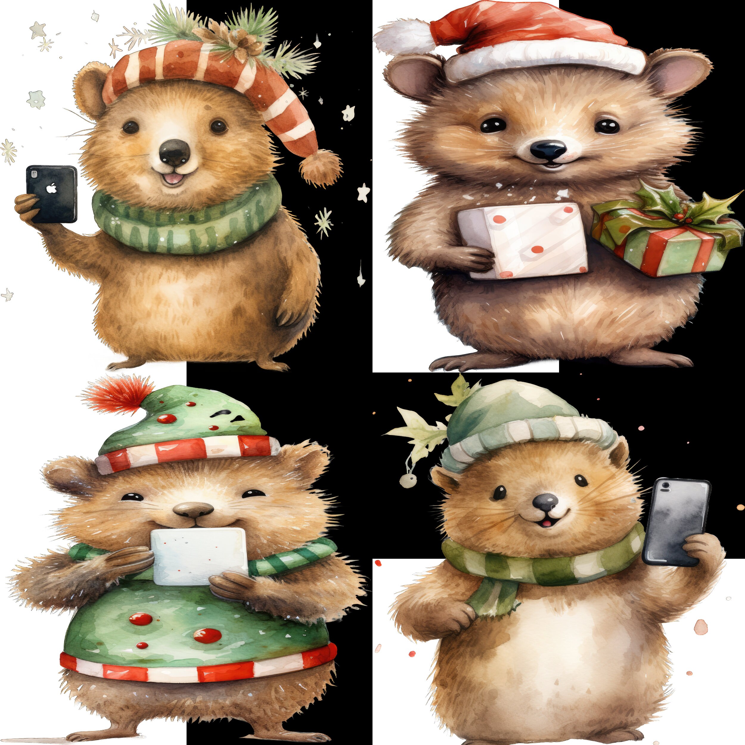 Christmas Festive Quokka Selfie PNG Clipartquokka in Santa - Etsy