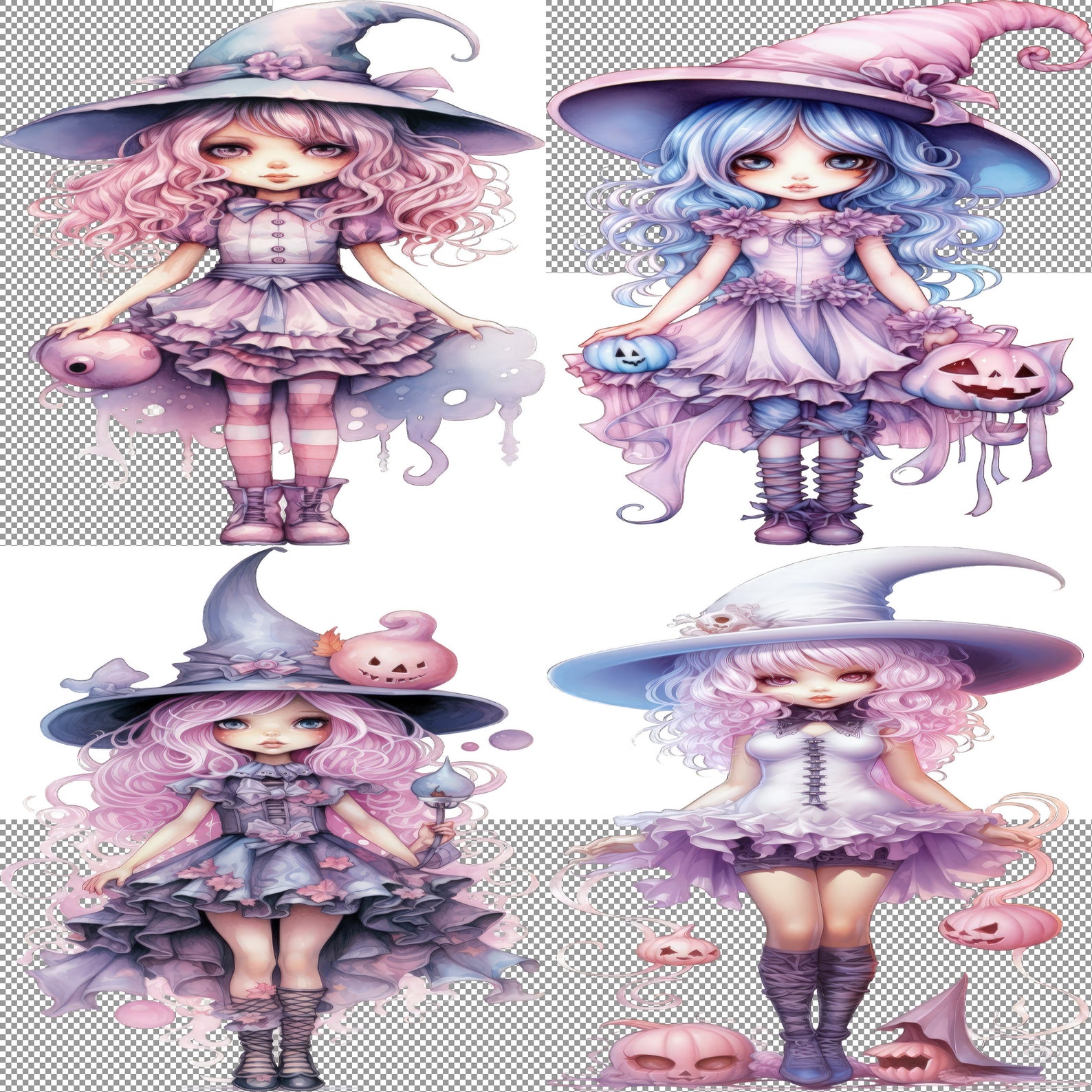 Children's Halloween Witch Drawing, Background for Birthdays, Digital ...