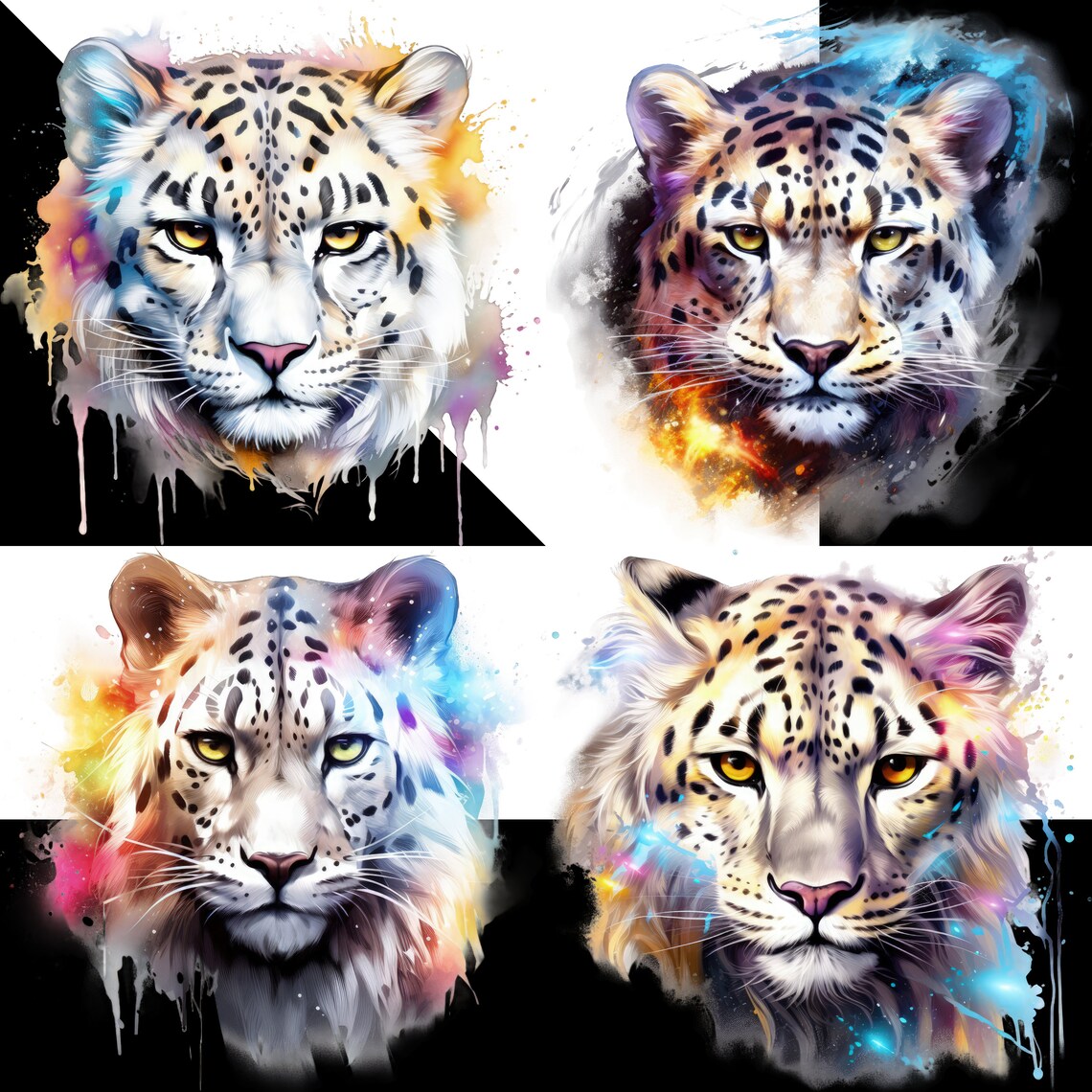 Snow Leopard's Silent Strike,leopard Illustration,snow Leopard ...