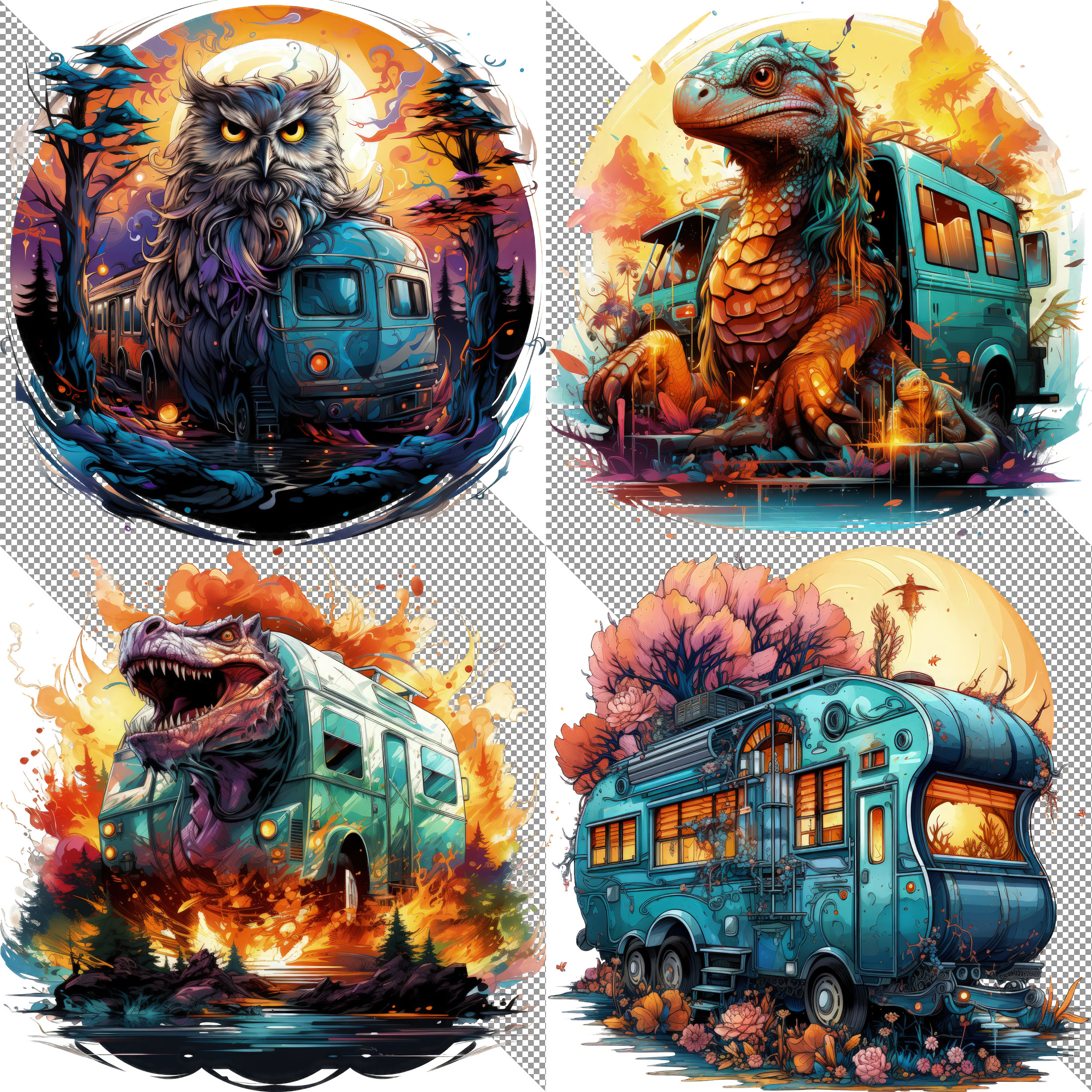 Fantastic Beasts Caravan Clipart, Digital Celebrating Future Tech Art ...