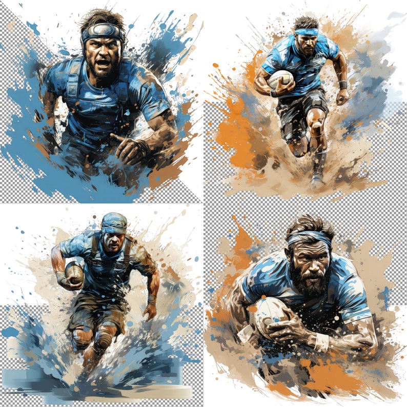 Tackle Titans Rugby Scene Clipart, Sports Decor, Dynamic Rugby ...