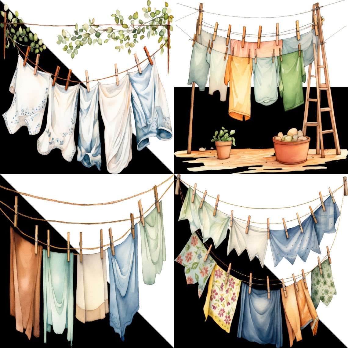 Vantage Clothes Lines Homemaking PNG Clipart, Vintage Laundry Tools ...