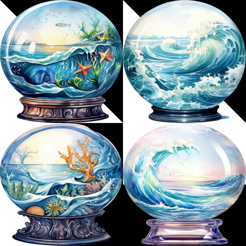 Beautiful Magical Ocean in Crystal Ball Clipart,magical Ocean Fantasy ...