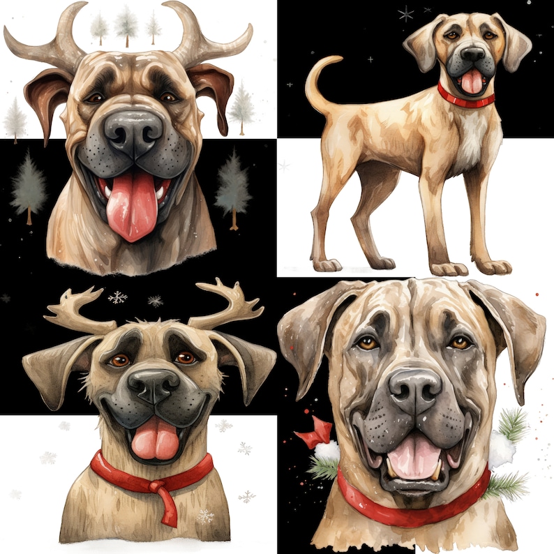 Cheerful Mastiff Clipart, Happy Dog Clip Art, Joyful Mastiff Graphics ...
