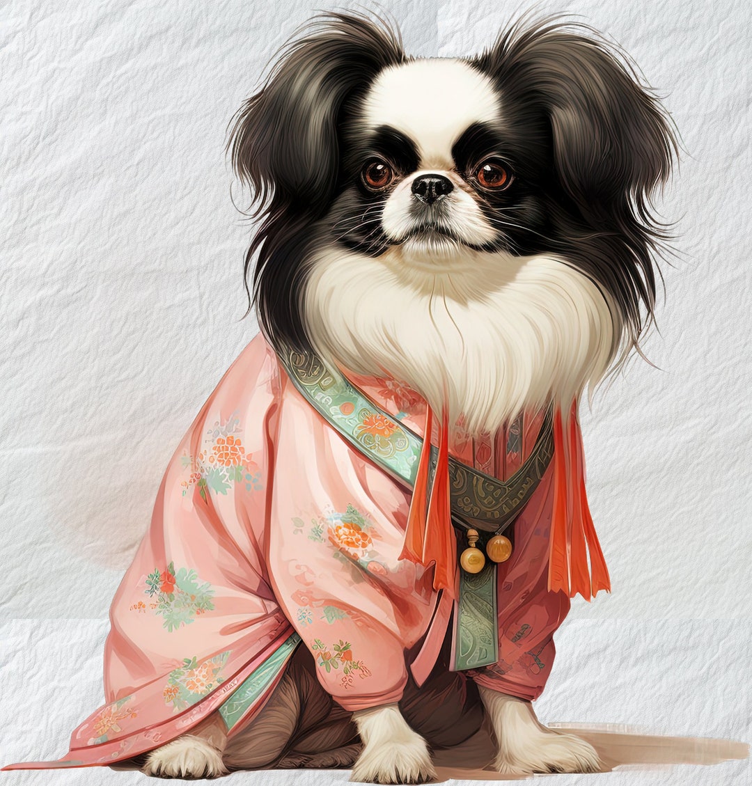 Gleeful Japanese Chin Festive Outfit Clipart, Japanese Chin in Festive ...