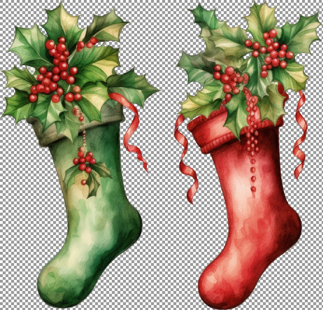 Traditional Stockings Watercolor Set, Digital Sticker for Assistant ...