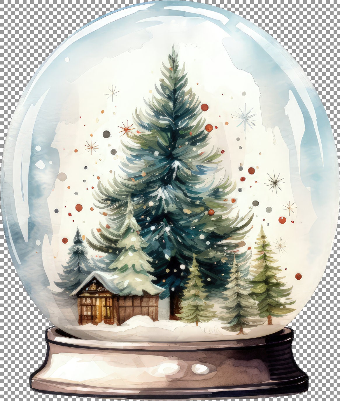 Christmas Tree Snow Globe Clipart Designs for Church Designs - Etsy