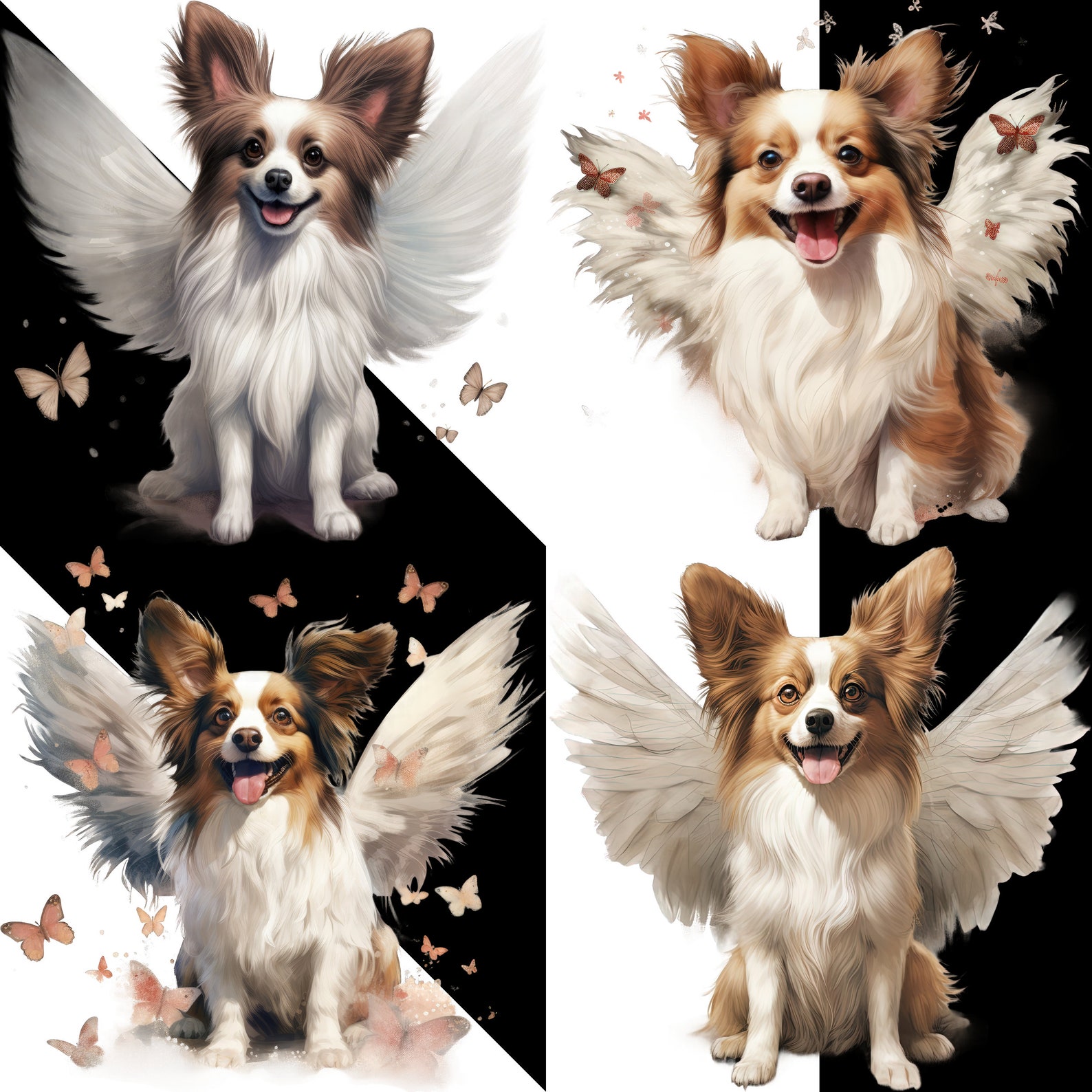 Gleeful Papillon Christmas PNG, Wings of Christmas, Festive Papillon ...