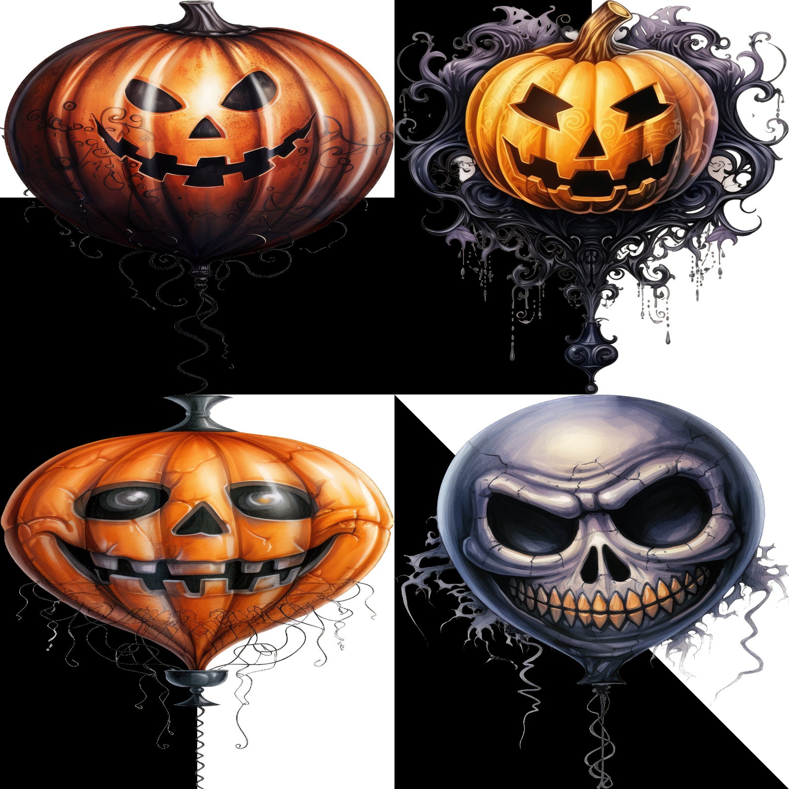 Beautiful Halloween Party Balloons PNG Clipartelegant - Etsy