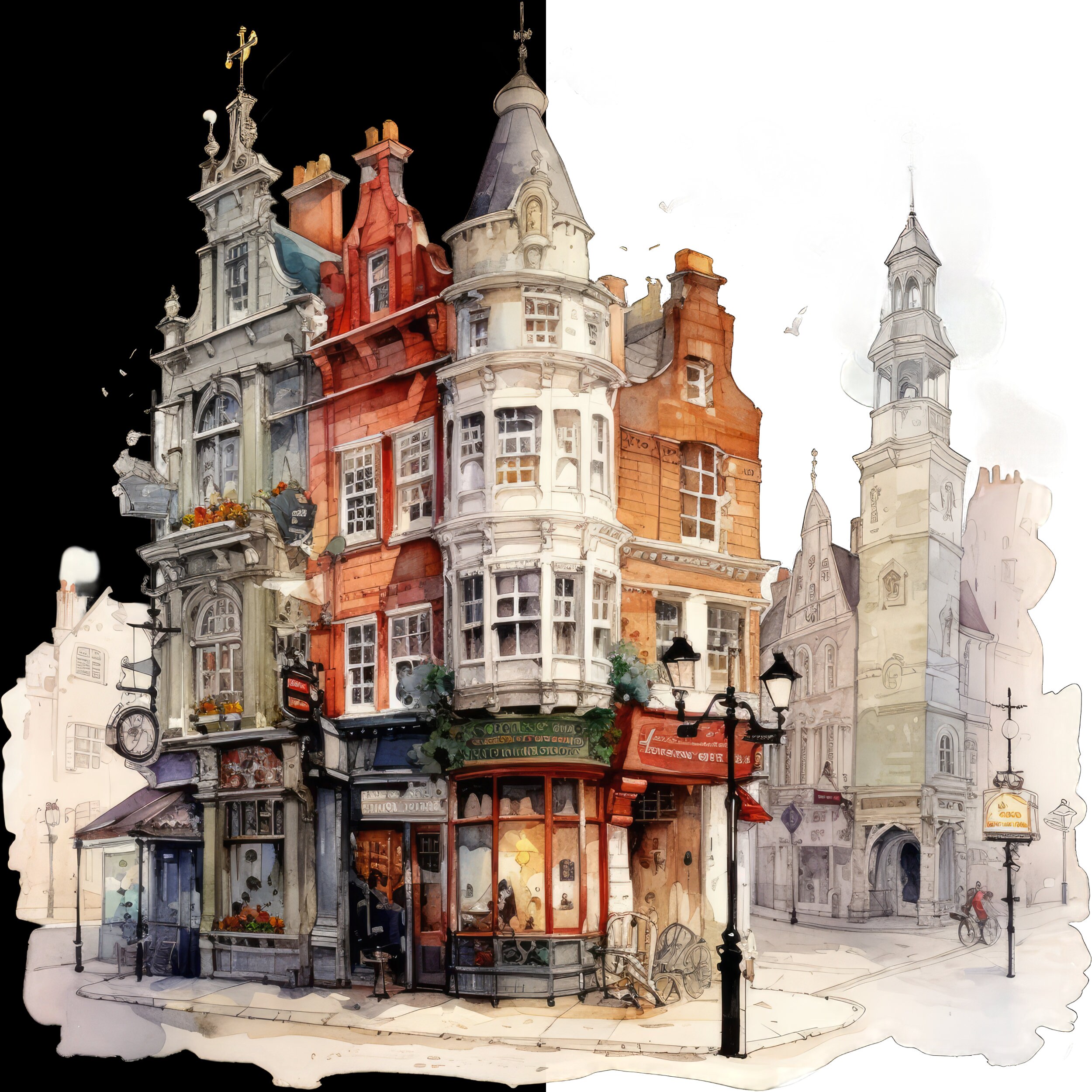 Victorian London Whimsical Watercolour Illustration,historical Decor ...