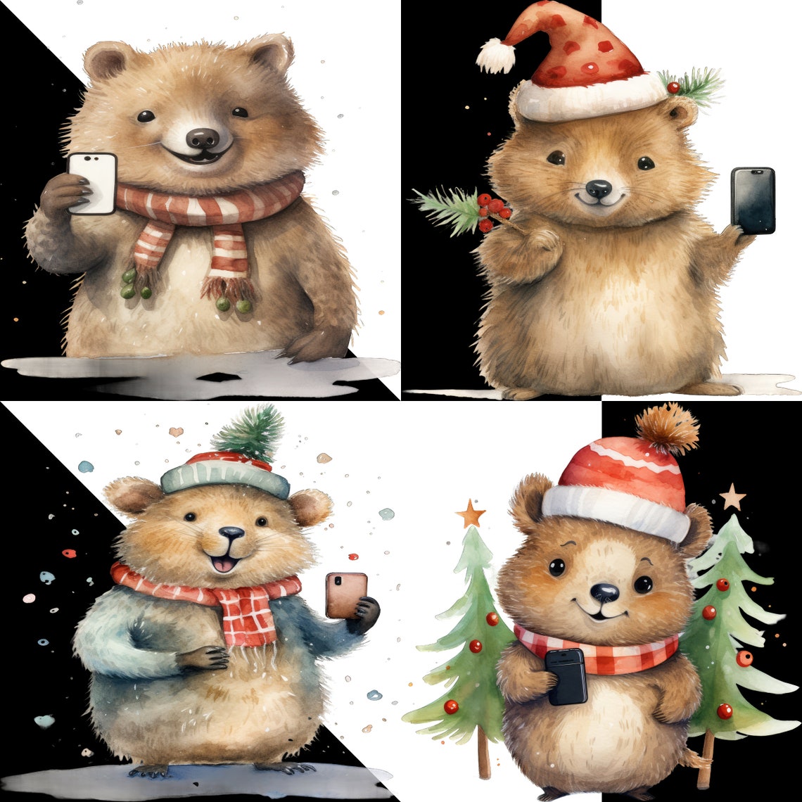 Christmas Festive Quokka Selfie PNG Clipartquokka in Santa - Etsy