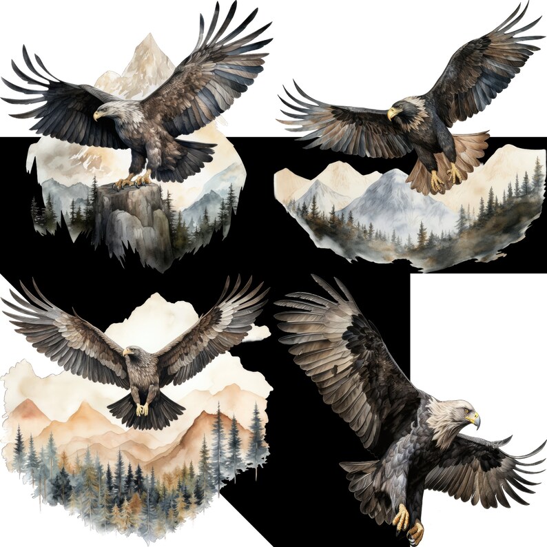 Halloween Chilling Eagle Soaring Over Haunted Mountains PNG Clipart ...