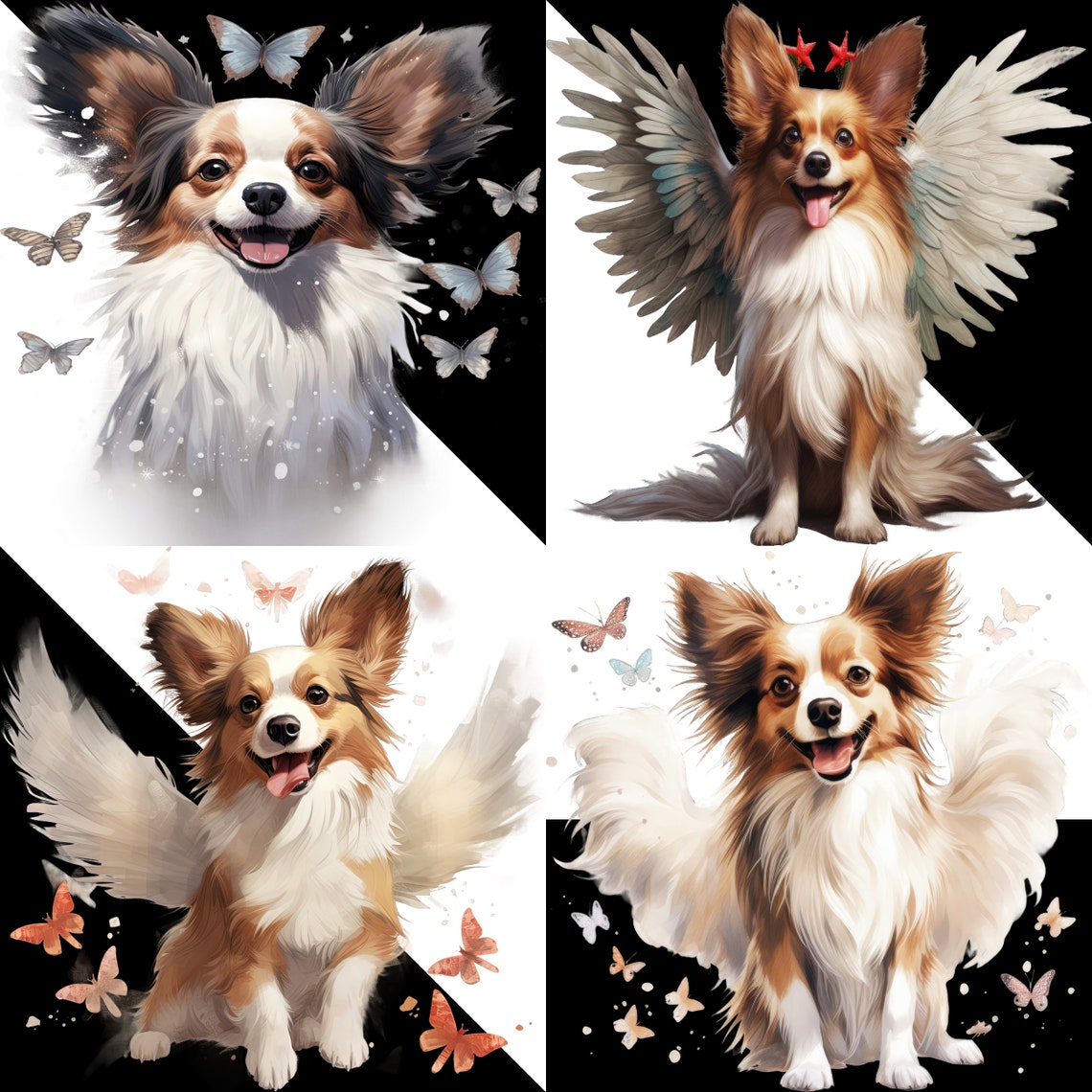 Gleeful Papillon Christmas PNG, Wings of Christmas, Festive Papillon ...
