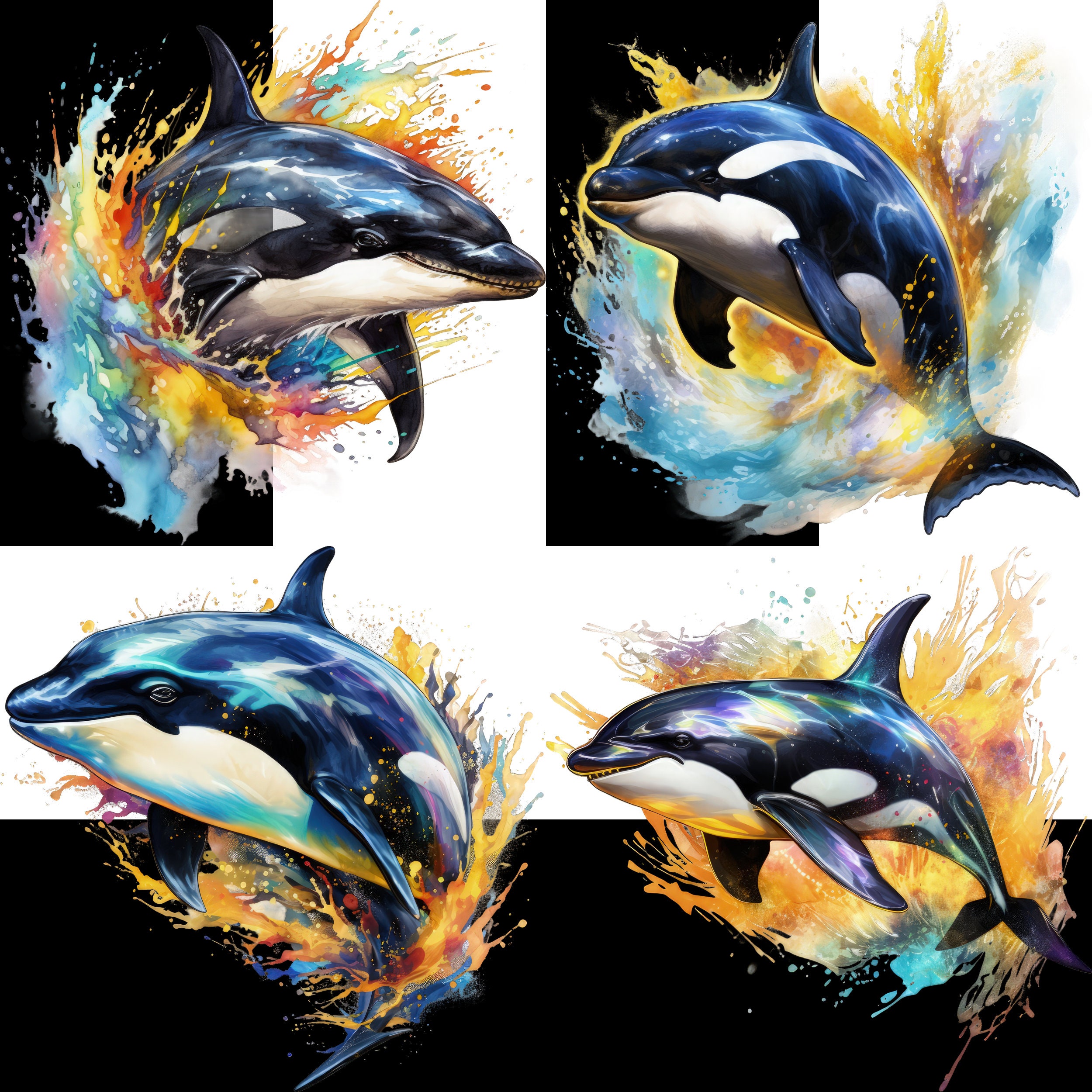 Orca's Oceanic Power, Majestic Orca Ocean Canvas,oceanic Power Orca Art ...