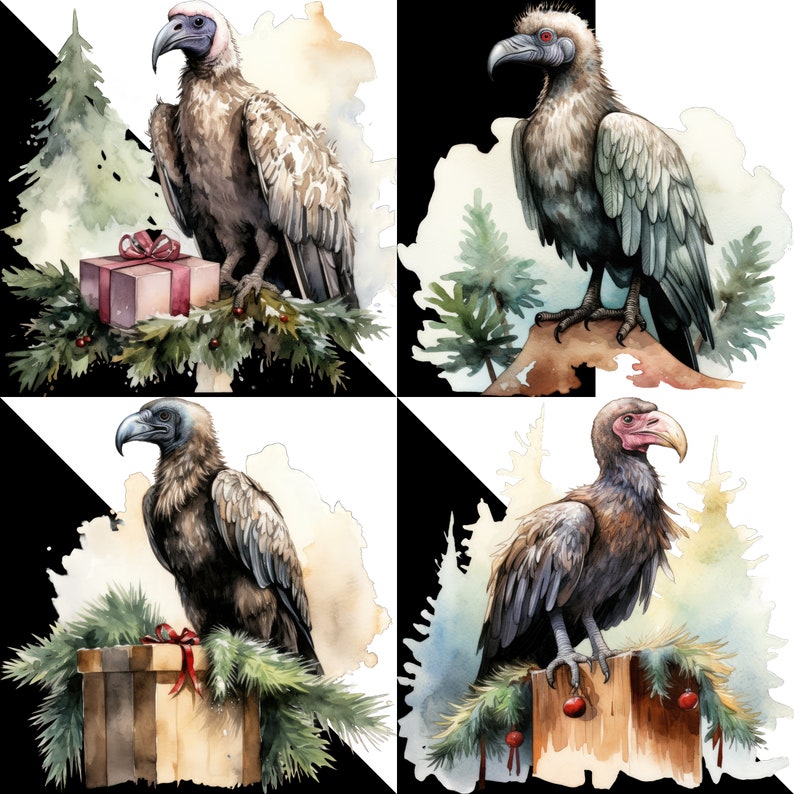Christmas Festive Vulture PNG Clipart, Cute Vulture Christmas Graphic ...