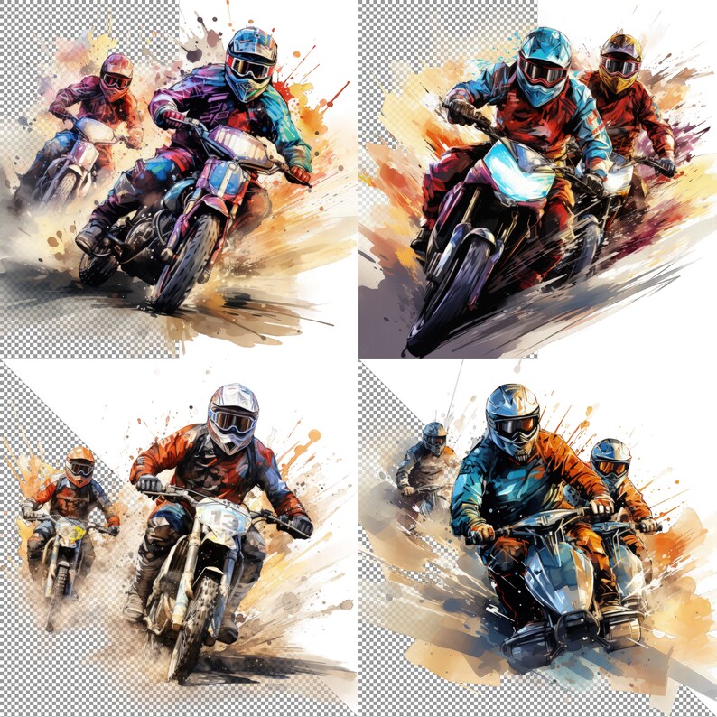 Speedway Shadows Racers Clipart, Motorbike Print PNG, Moto Racing ...