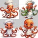 Octopus in Quirky Chef Aprons Clipart, Cooking Cephalopod Illustrations ...
