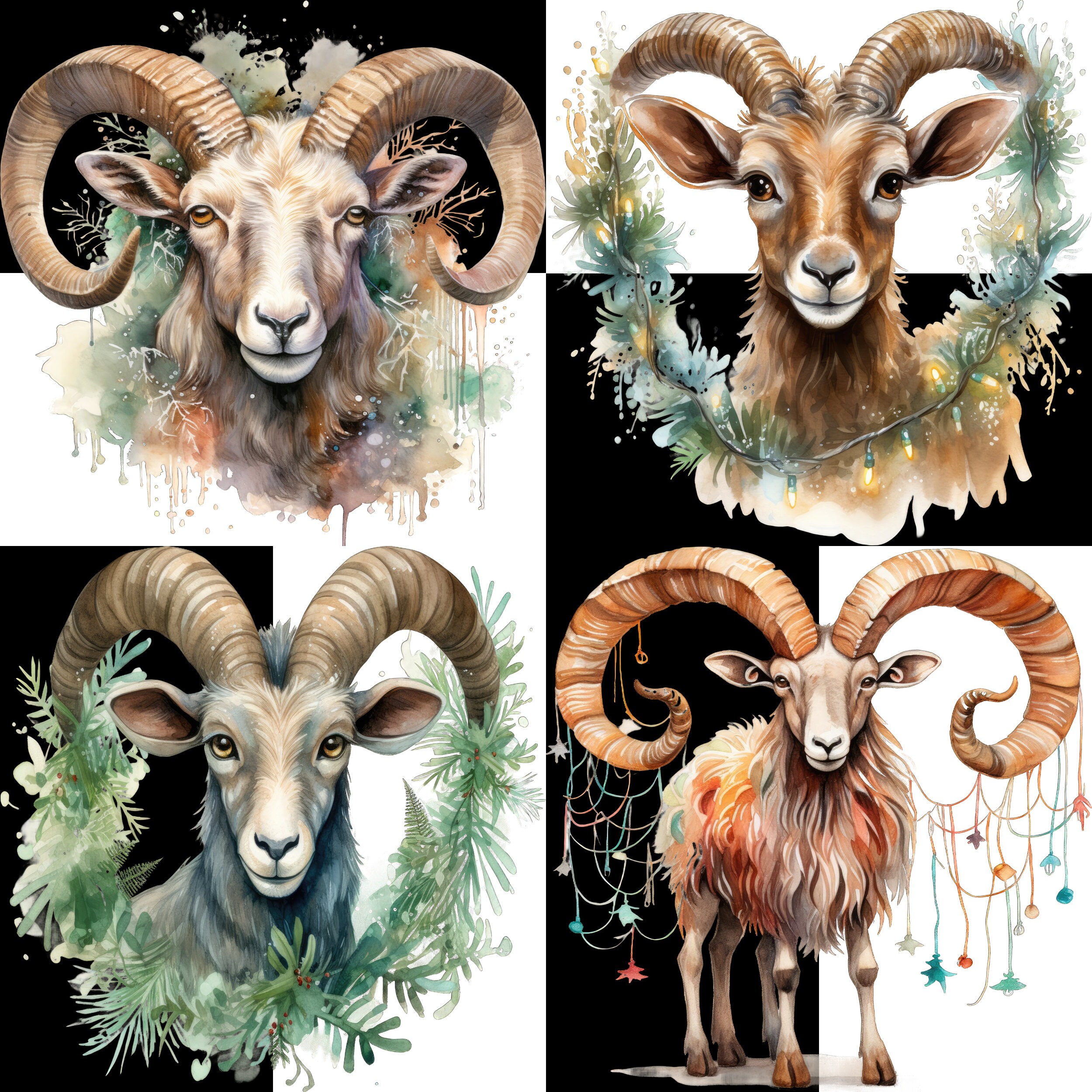 Christmas Festive Urial PNG Clipart, Cute Urial Christmas Graphic ...